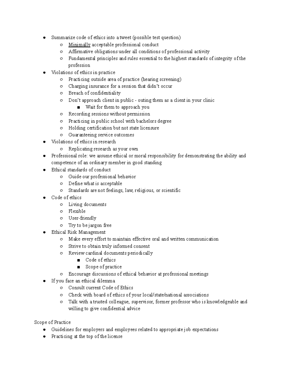 SLPA 421 Unit 1 Notes - Summarize code of ethics into a tweet (possible ...