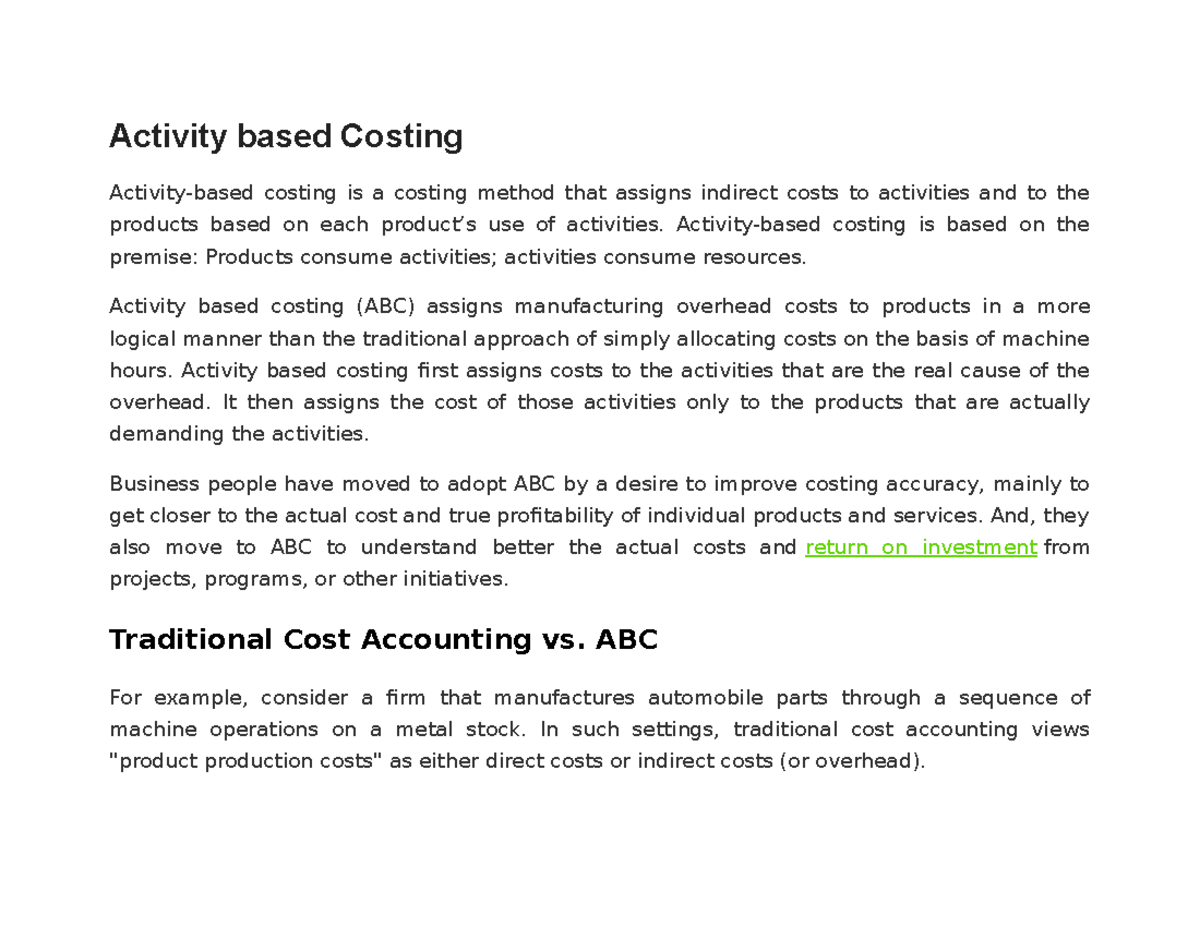 Activity based Costing - Activity based Costing Activity-based costing ...
