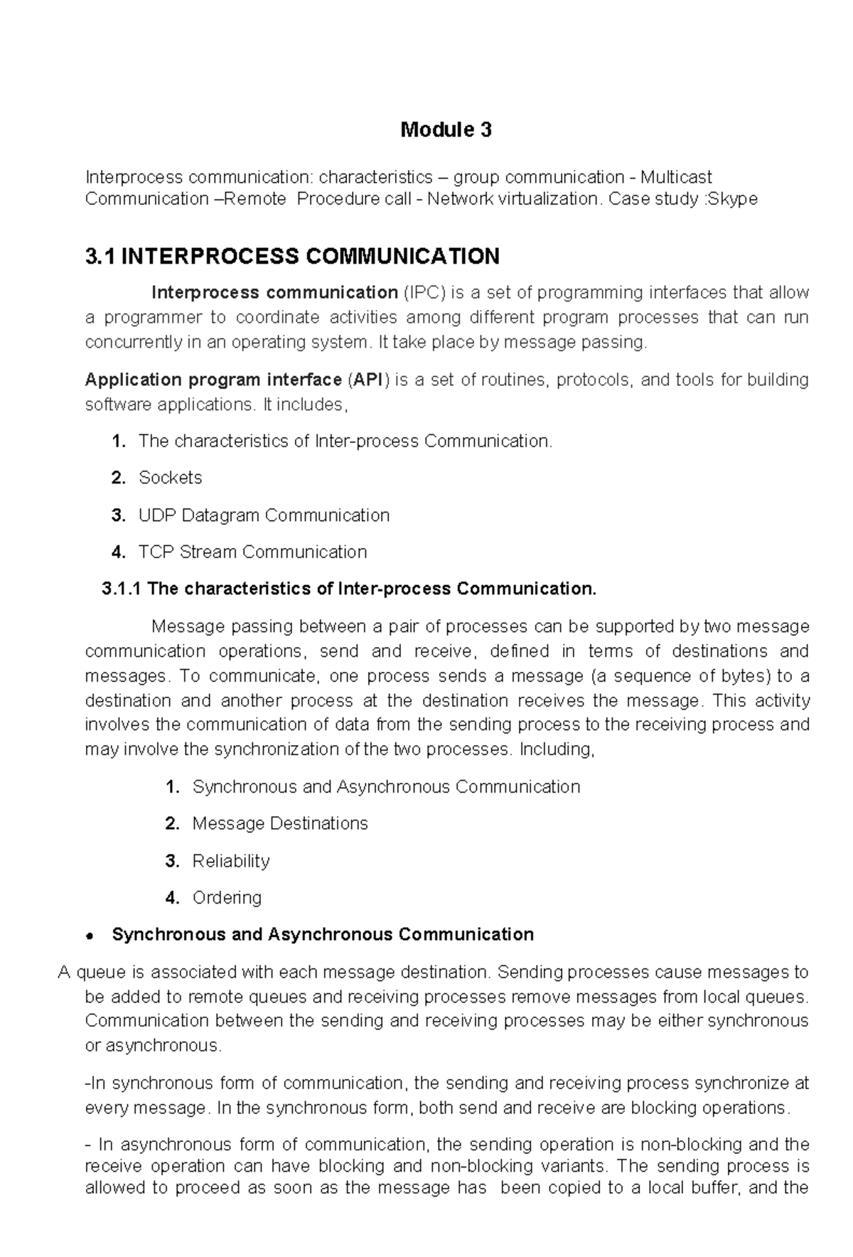 KTU DCmodule 3 - interprocess communication - Module 3 Interprocess ...