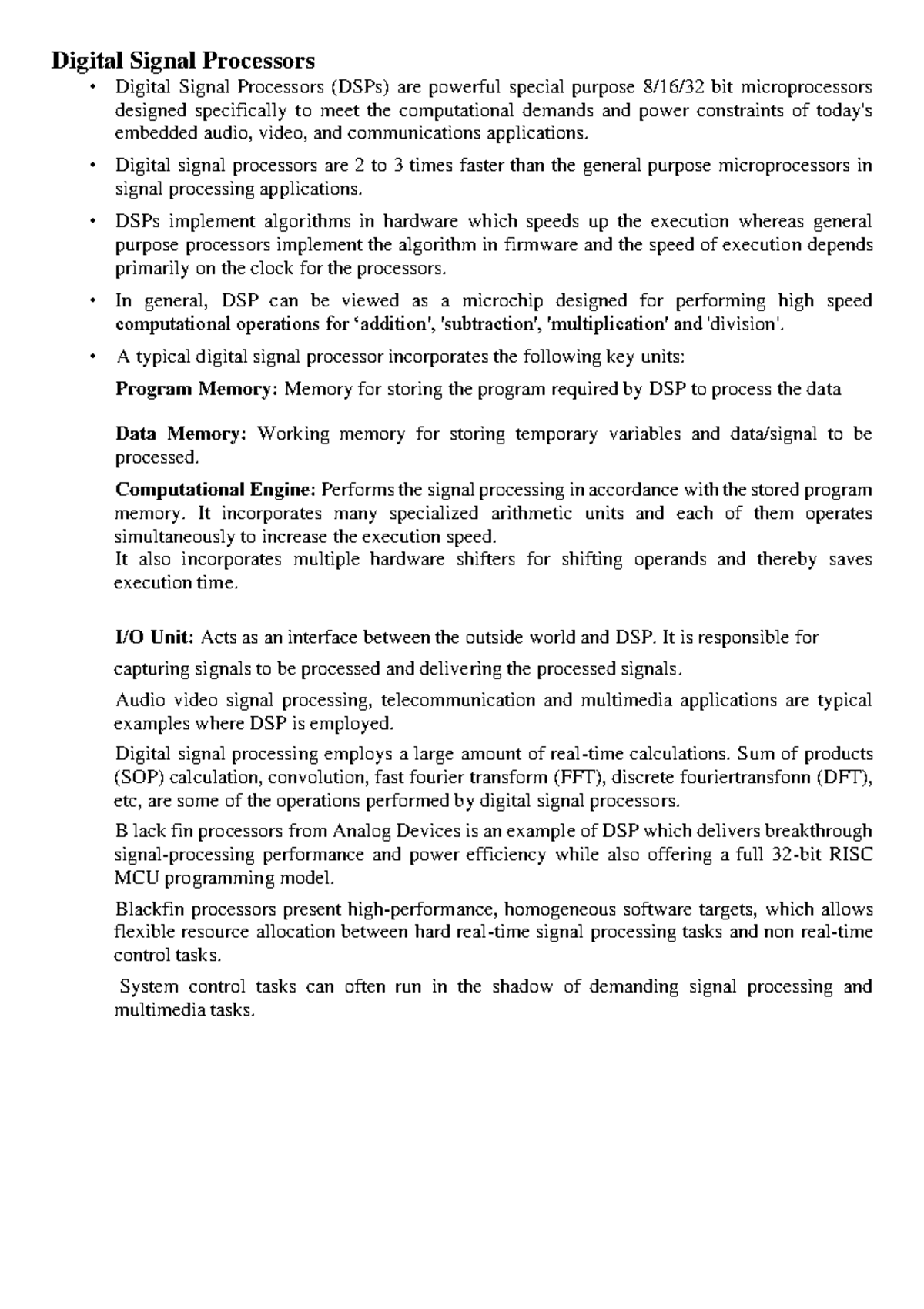 Micro Controller and embedded System Module-3(Part-2) - Digital Signal Processors Digital Signal ...