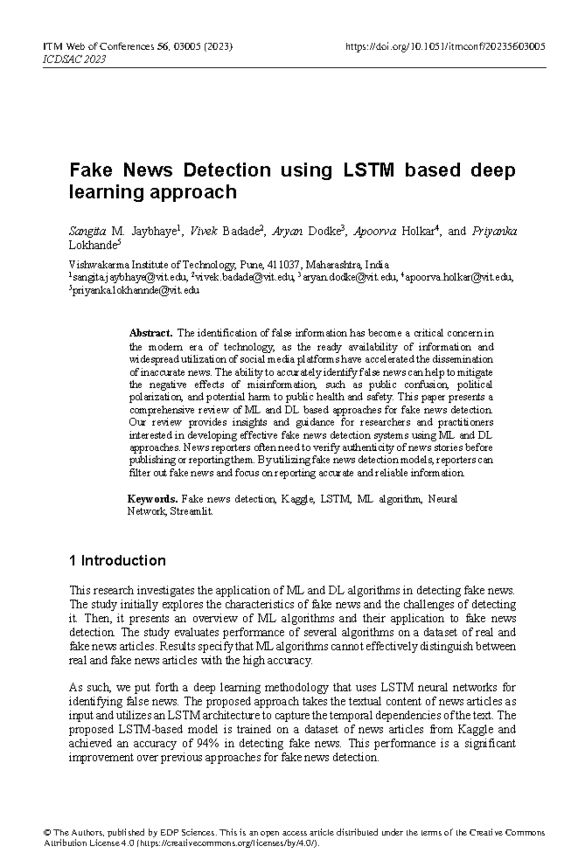 Fake News Detection using LSTM based deep learning - Fake News Detection using LSTM based deep ...