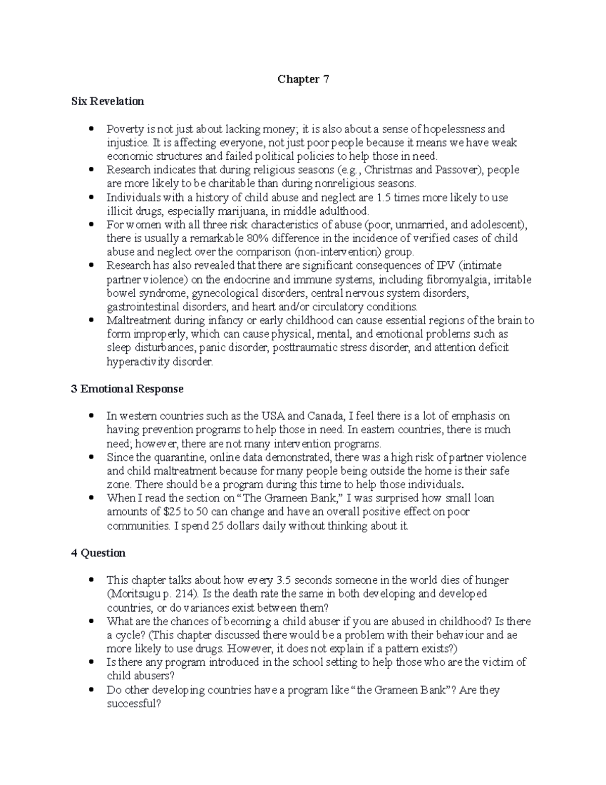 Chapter 7 summary notes - Chapter 7 Six Revelation Poverty is not just ...