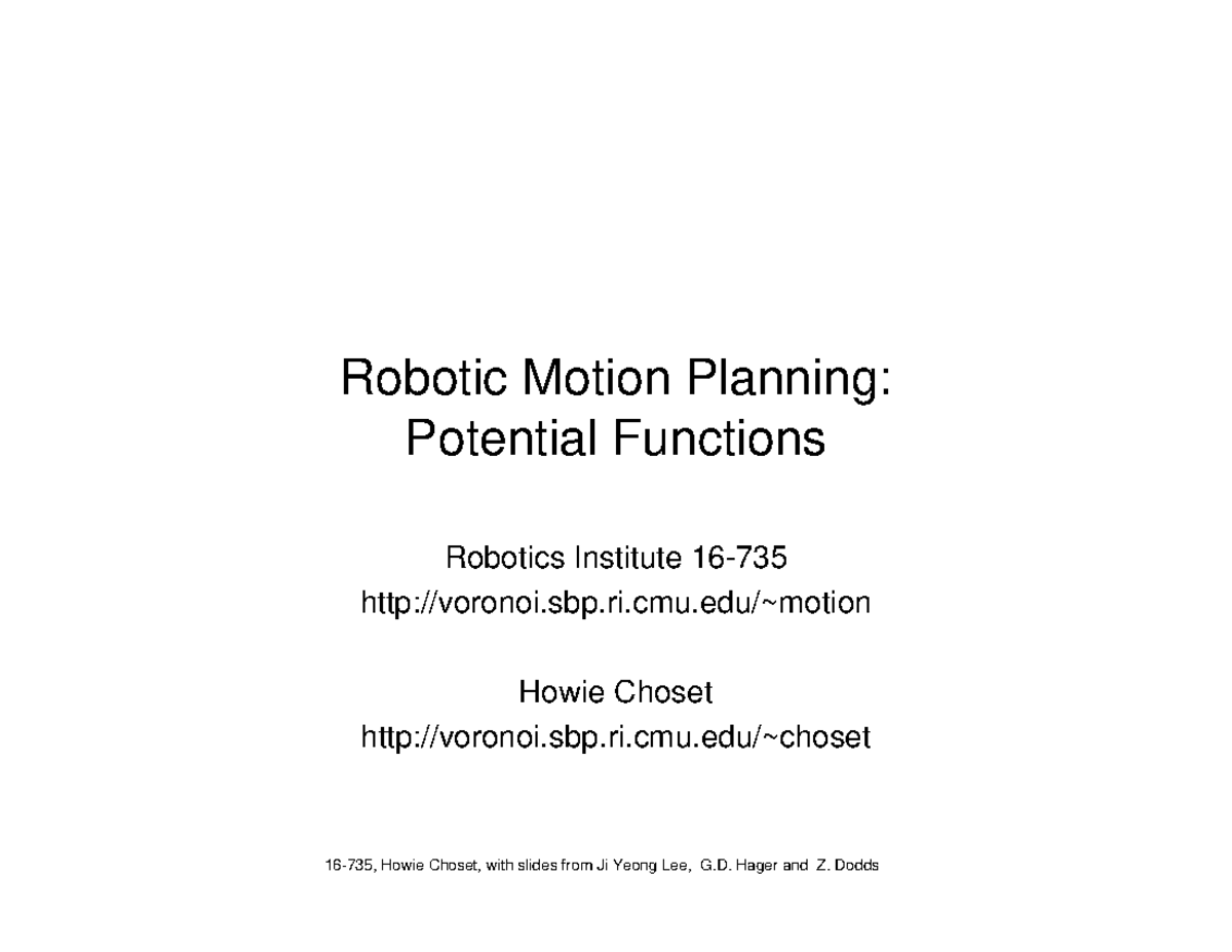 Chap4-Potential-Field howie robot motion planning - Motion Planning in ...