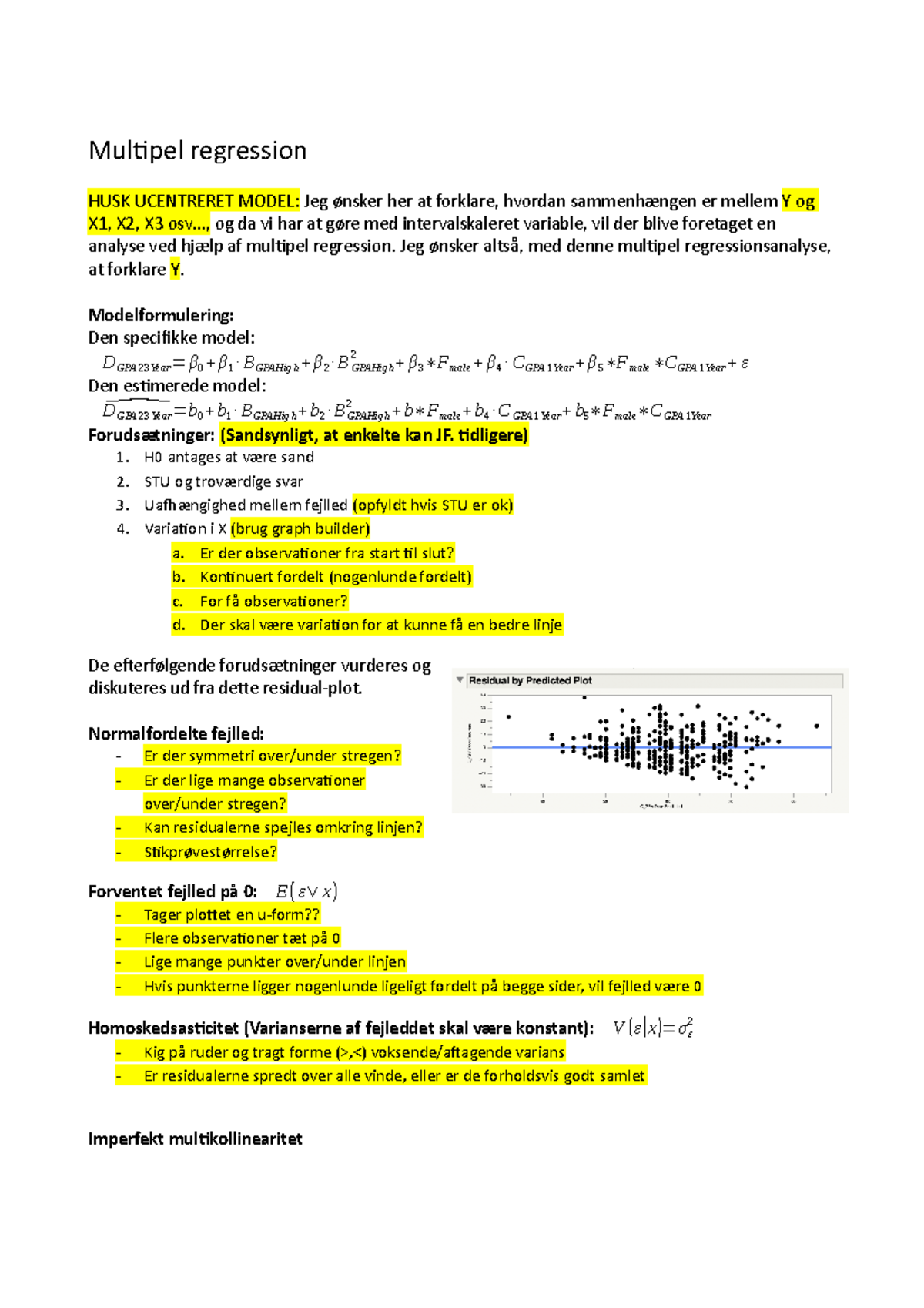 Multipel regression - fremragende skabelon - Mulipel regression HUSK ...