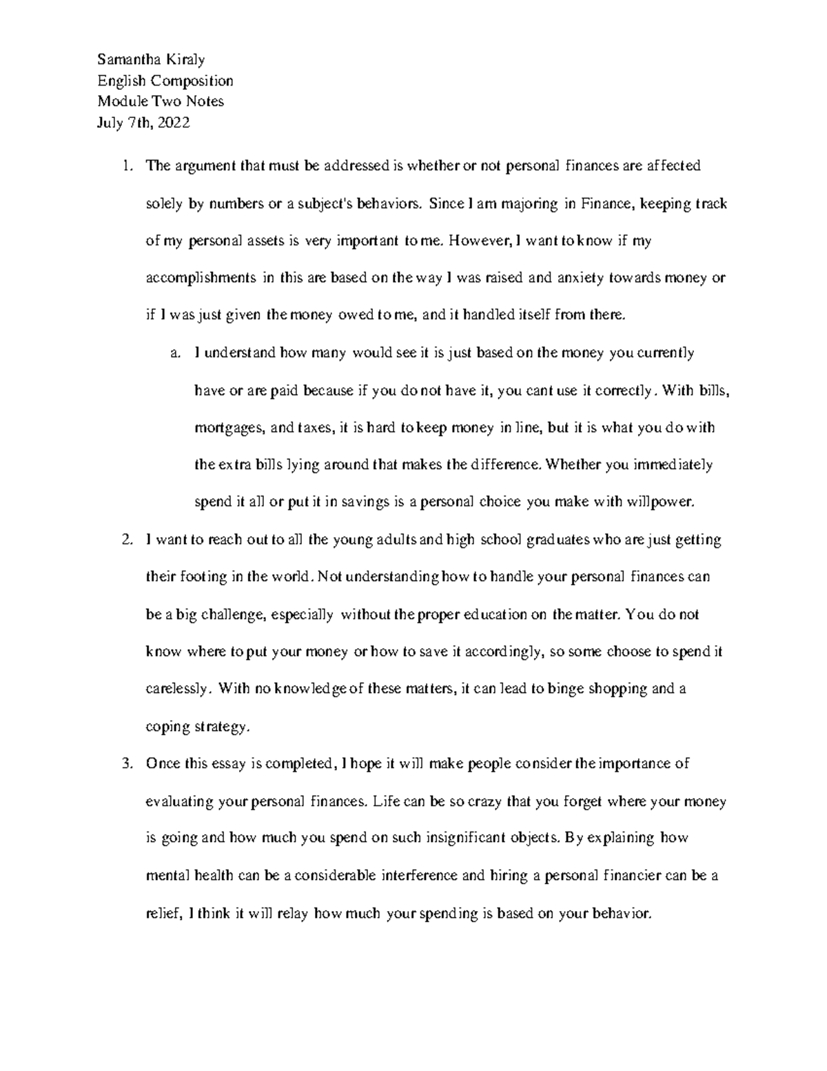 Module Two Notes - Samantha Kiraly English Composition Module Two Notes ...