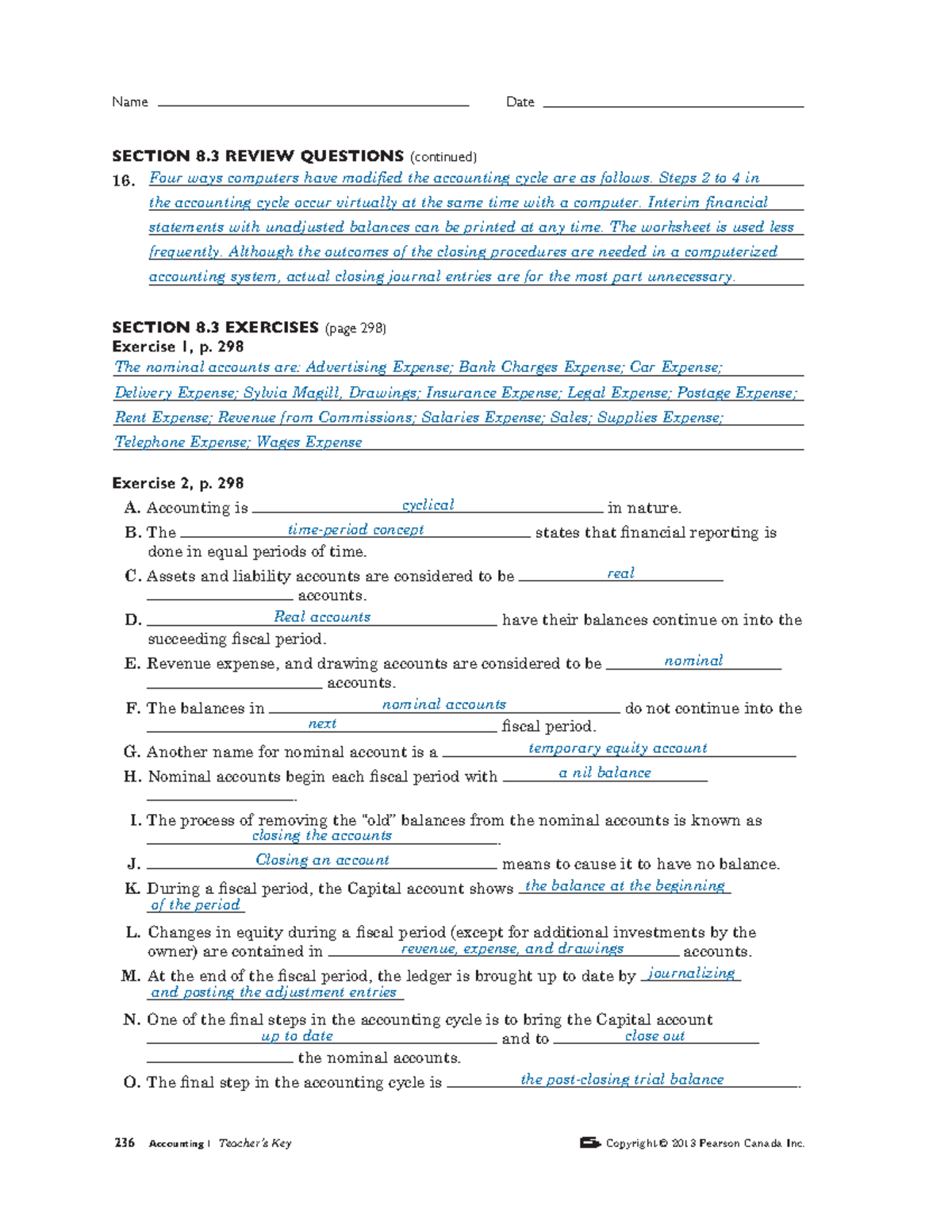 Chapter 8.3 Textbook Review Answers - SECTION 8 REVIEW QUESTIONS ...