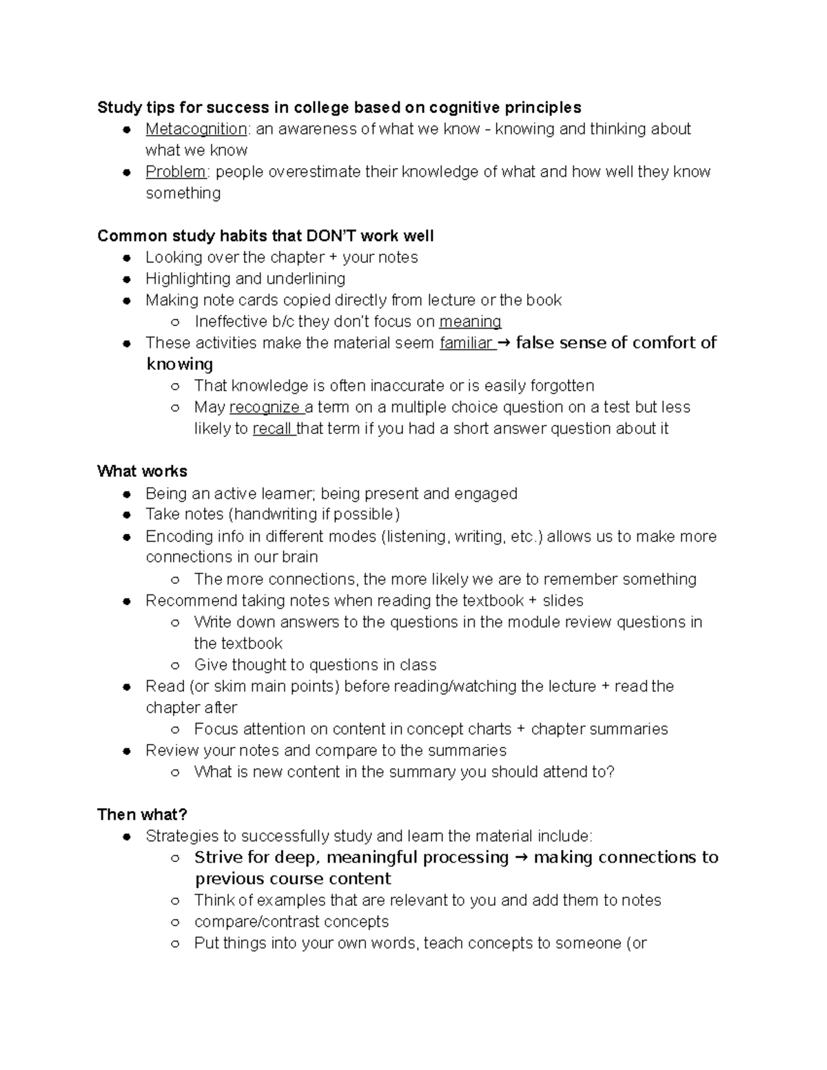 Lecture #4 study strategies for success - Study tips for success in ...