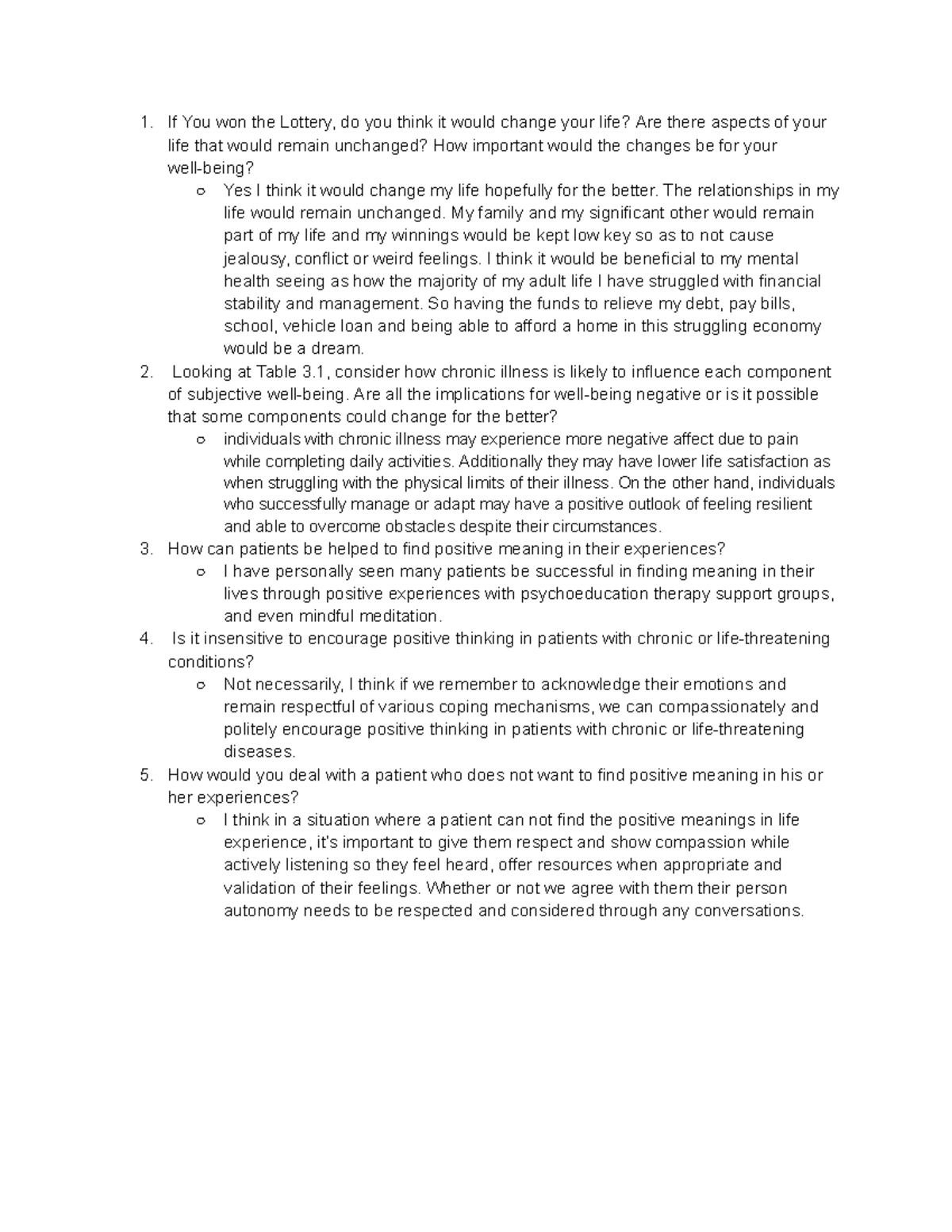 Ch3 discussion - Course work - If You won the Lottery, do you think it ...