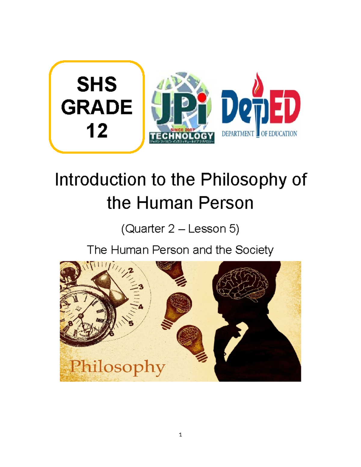 Philosophy Lesson - Introduction to the Philosophy of the Human Person ...