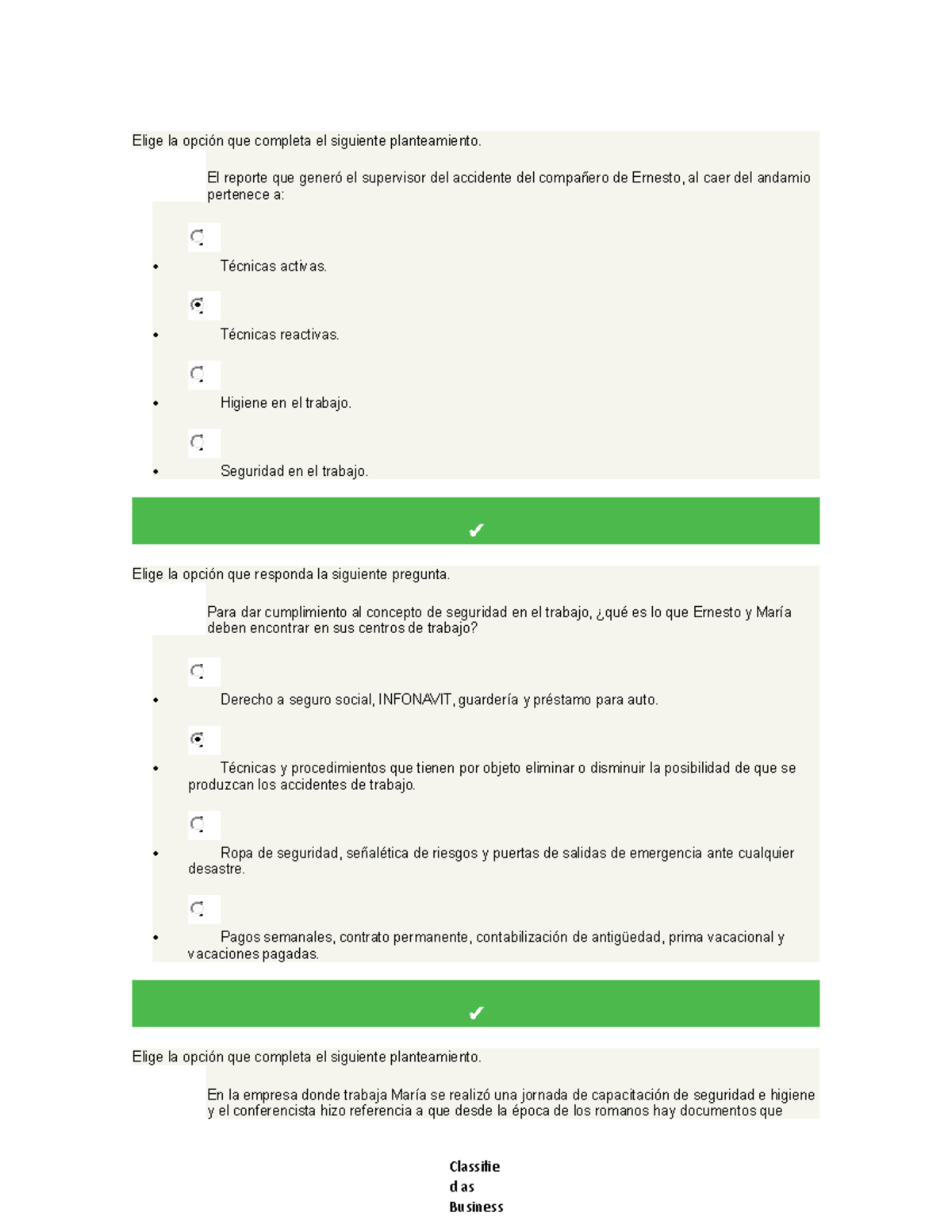 EA1. Control de lectura 1 Seguridad Industrial - Elige la opción que ...