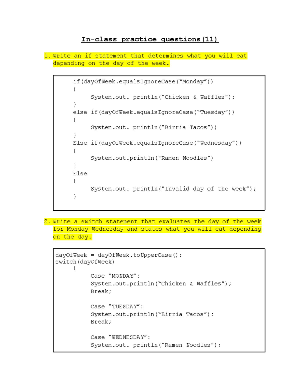 COP EXAM 2 Review Part 1 - These are all a set of practice problems ...