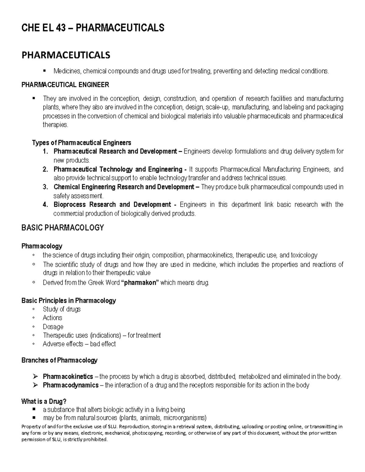 Pharmaceuticals - Pharmaceutical Notes - Property of and for the ...
