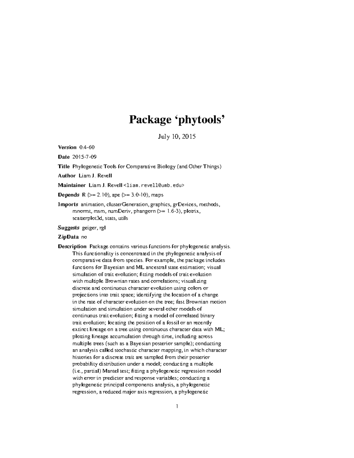 Phytools-manual - asdasda2ww22 - Package ‘phytools’ July 10, 2015 ...