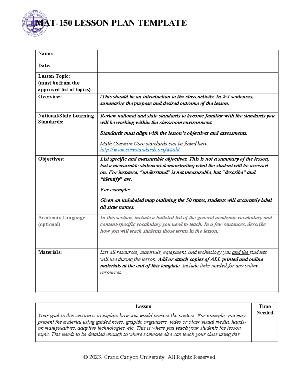 MAT-150 Lesson Plan Template - MAT-150 LESSON PLAN TEMPLATE Name: Date ...