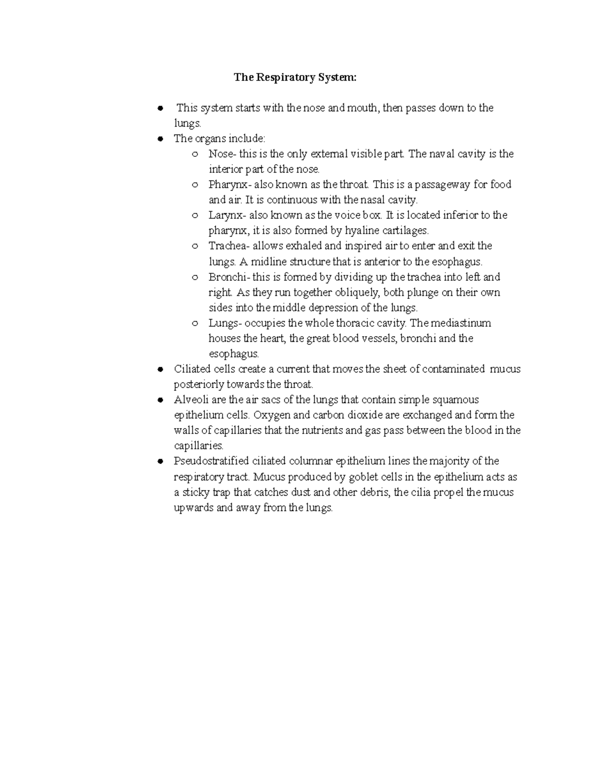 Module 2 : organ system assessment - The Respiratory System: This ...