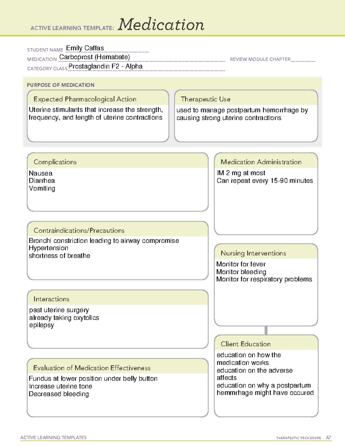 Carboprost (Hemabate) - ACTIVE LEARNING TEMPLATES TherapeuTic procedure ...