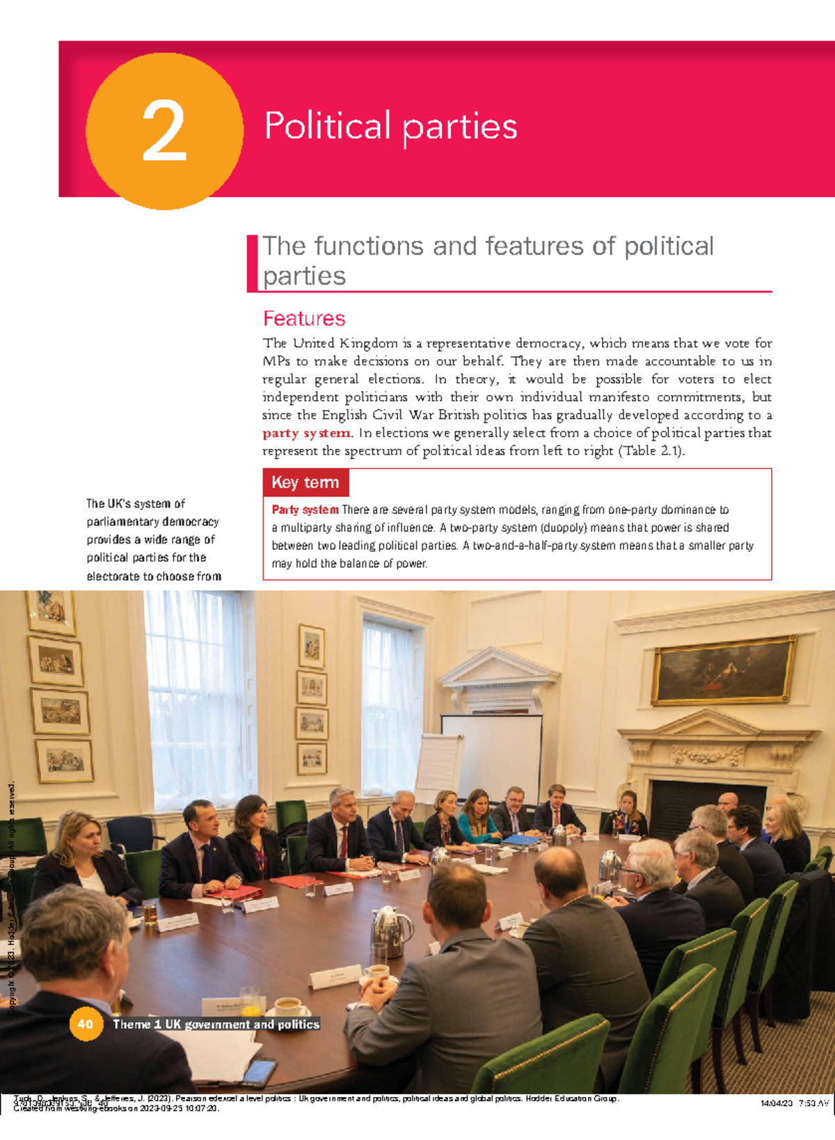 Chapter 2 - 40 The functions and features of political parties Features ...