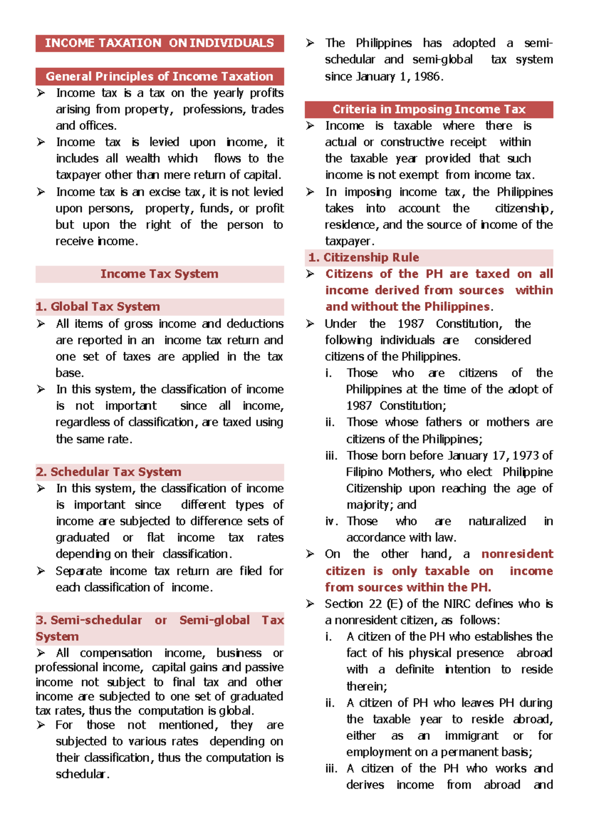 Mid- Income- Taxation - INCOME TAXATION ON INDIVIDUALS General ...