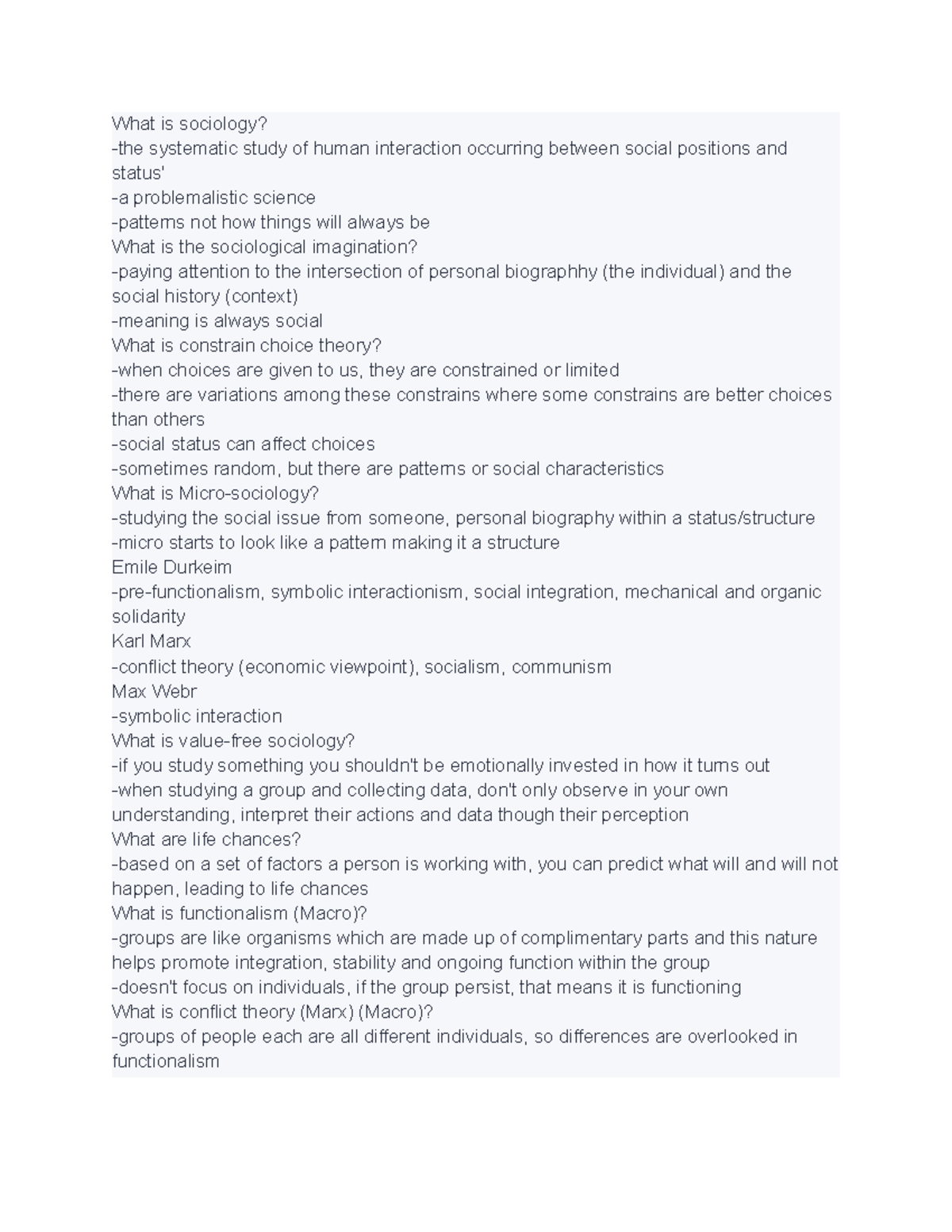 Sociology 200 Final Study Guide - What is sociology? -the systematic ...