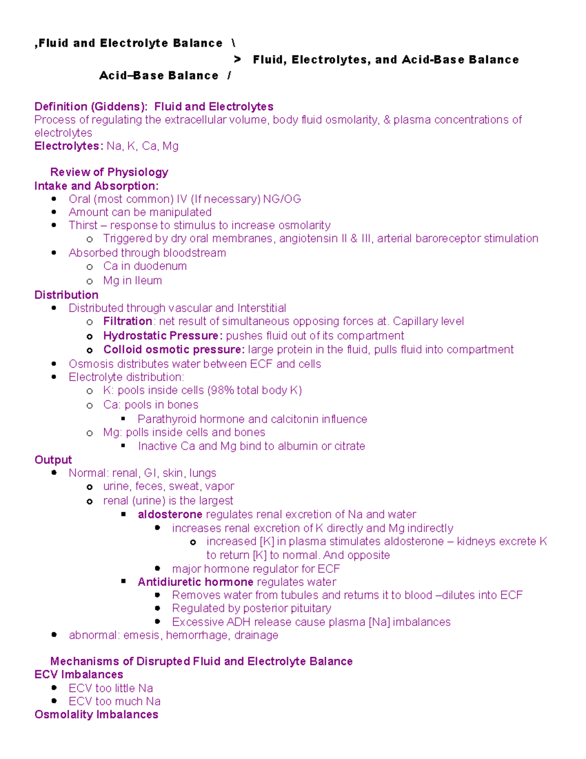 Funds. Fluid, Lytes, Acid-Base - ,Fluid and Electrolyte Balance \ Fluid ...