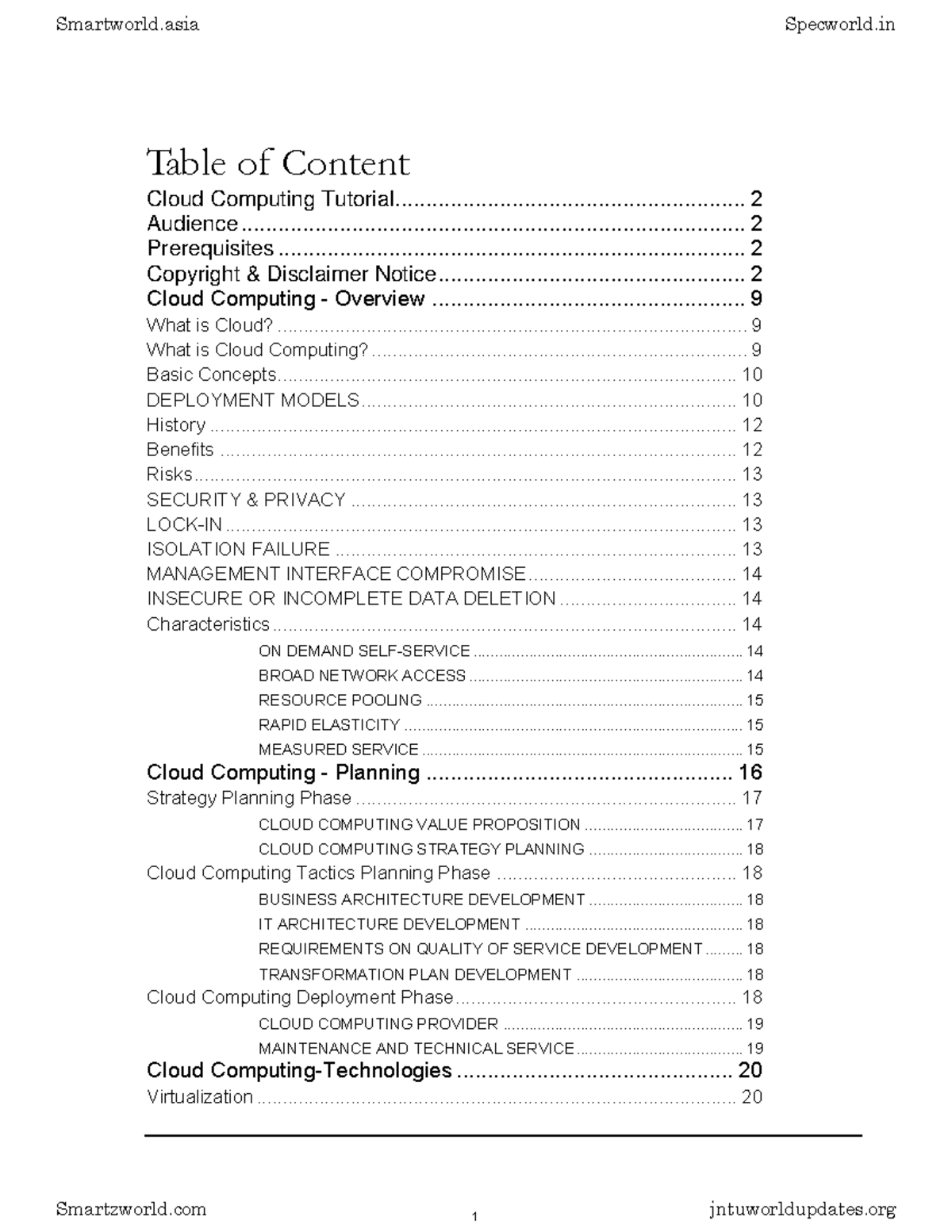 Cloud-Computing - Table of Content Cloud Computing - Studocu