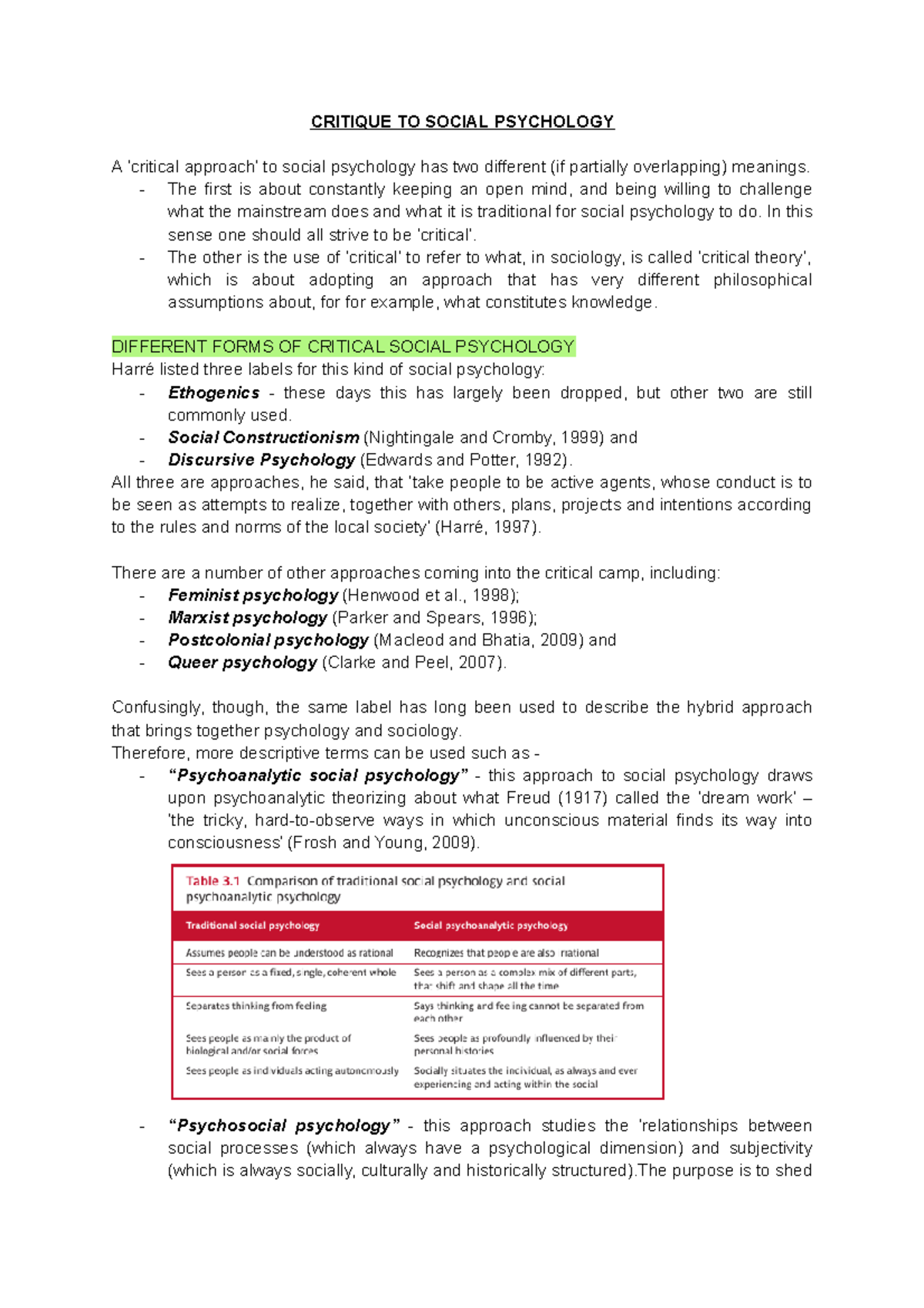 Critique TO Social Psychology - CRITIQUE TO SOCIAL PSYCHOLOGY A ...