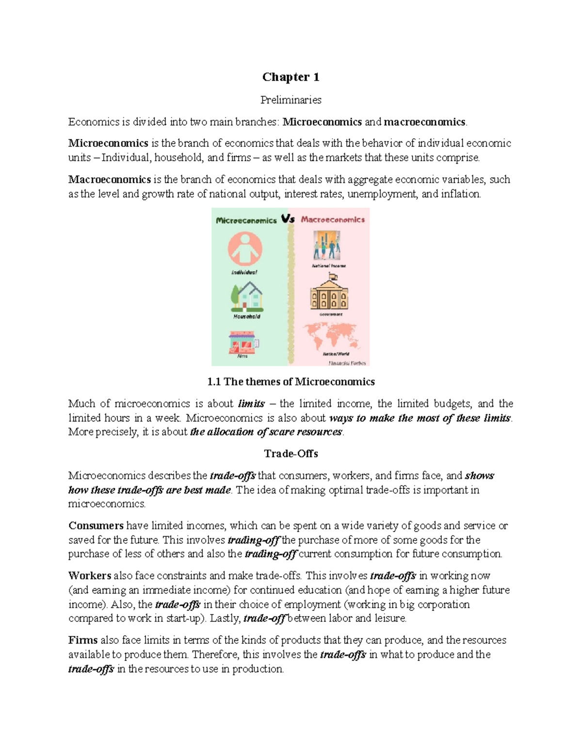 Chapter 1 - Chapter 1 Preliminaries Economics is divided into two main ...
