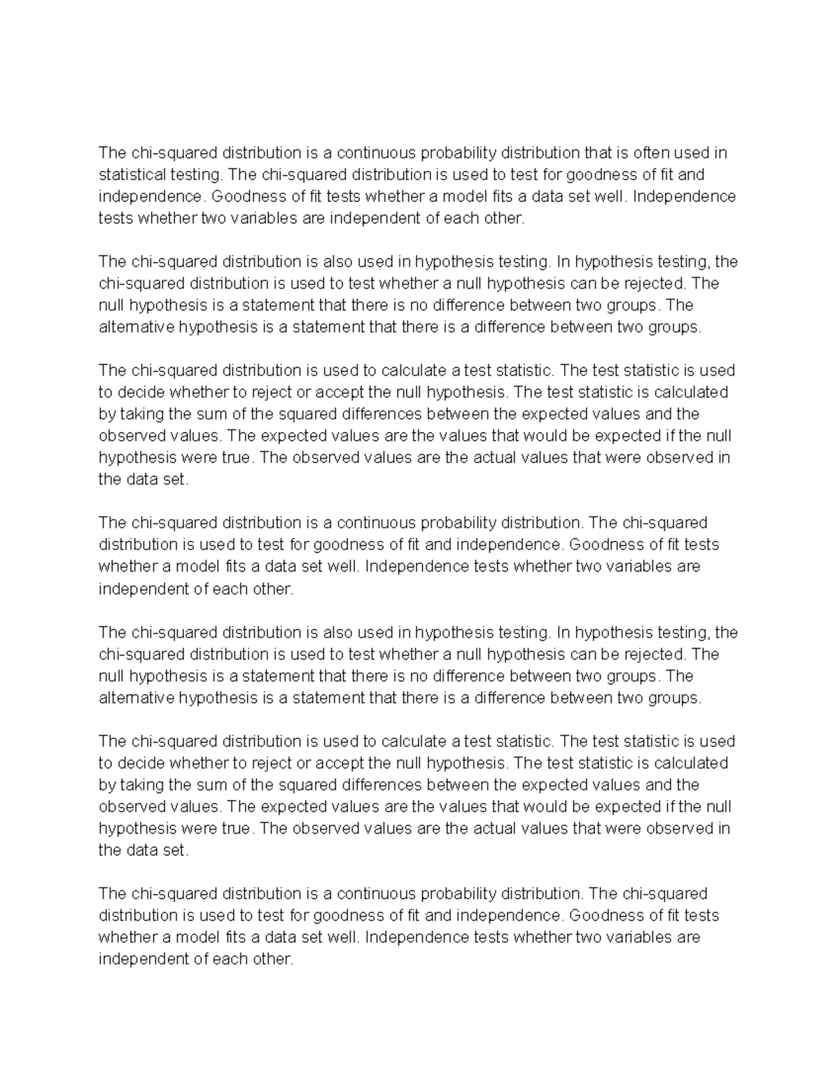 Lecture in applied stats course outline - The chi-squared distribution ...