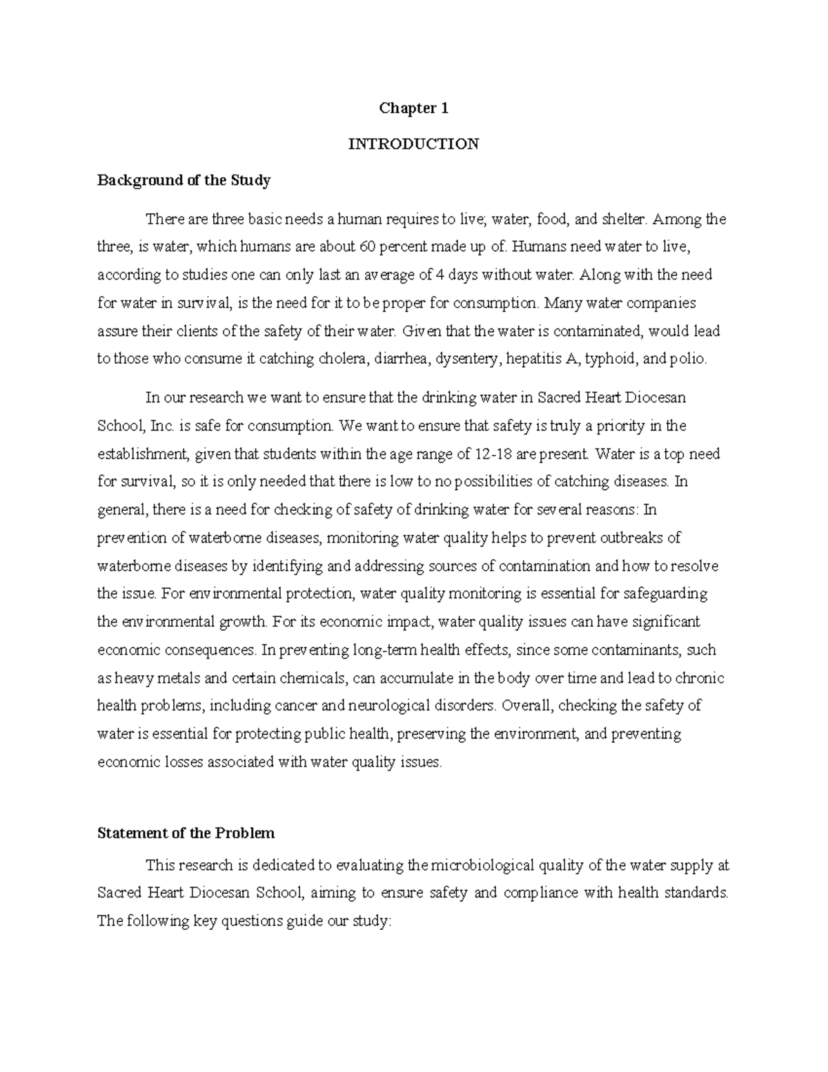 Chapter 1 in research - Chapter 1 INTRODUCTION Background of the Study ...