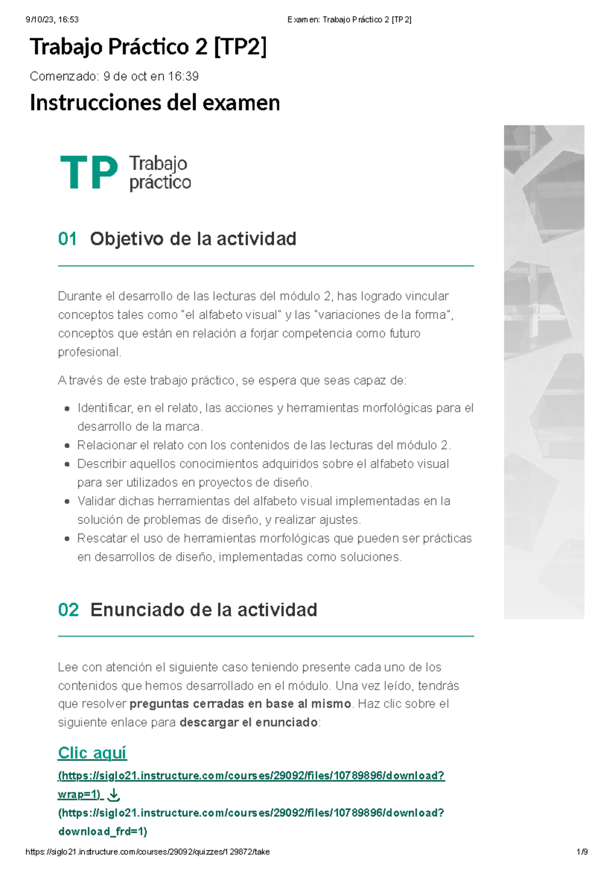 TP 2 Morfologia 95% CAMI Leith [TP2] - Trabajo Prácco 2 [TP2] Comenzado: 9 de oct en 16: - Studocu