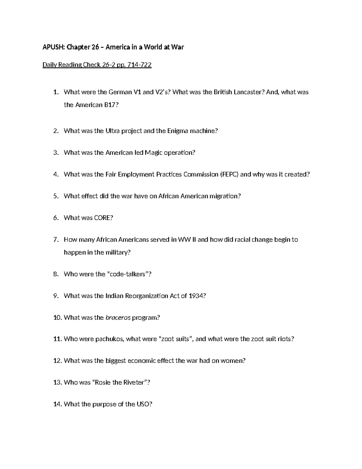 Apush-Chapter 26-2Daily Reading Checkpp - APUSH: Chapter 26 – America ...