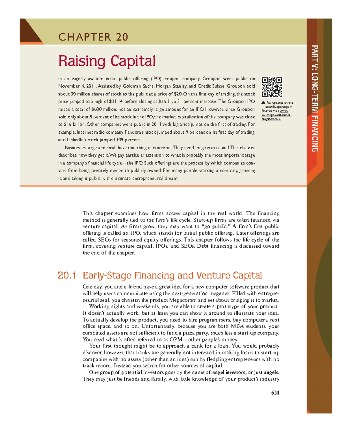 Chapter 20 - 621 CHAPTER 20 Raising Capital In an eagerly awaited ...