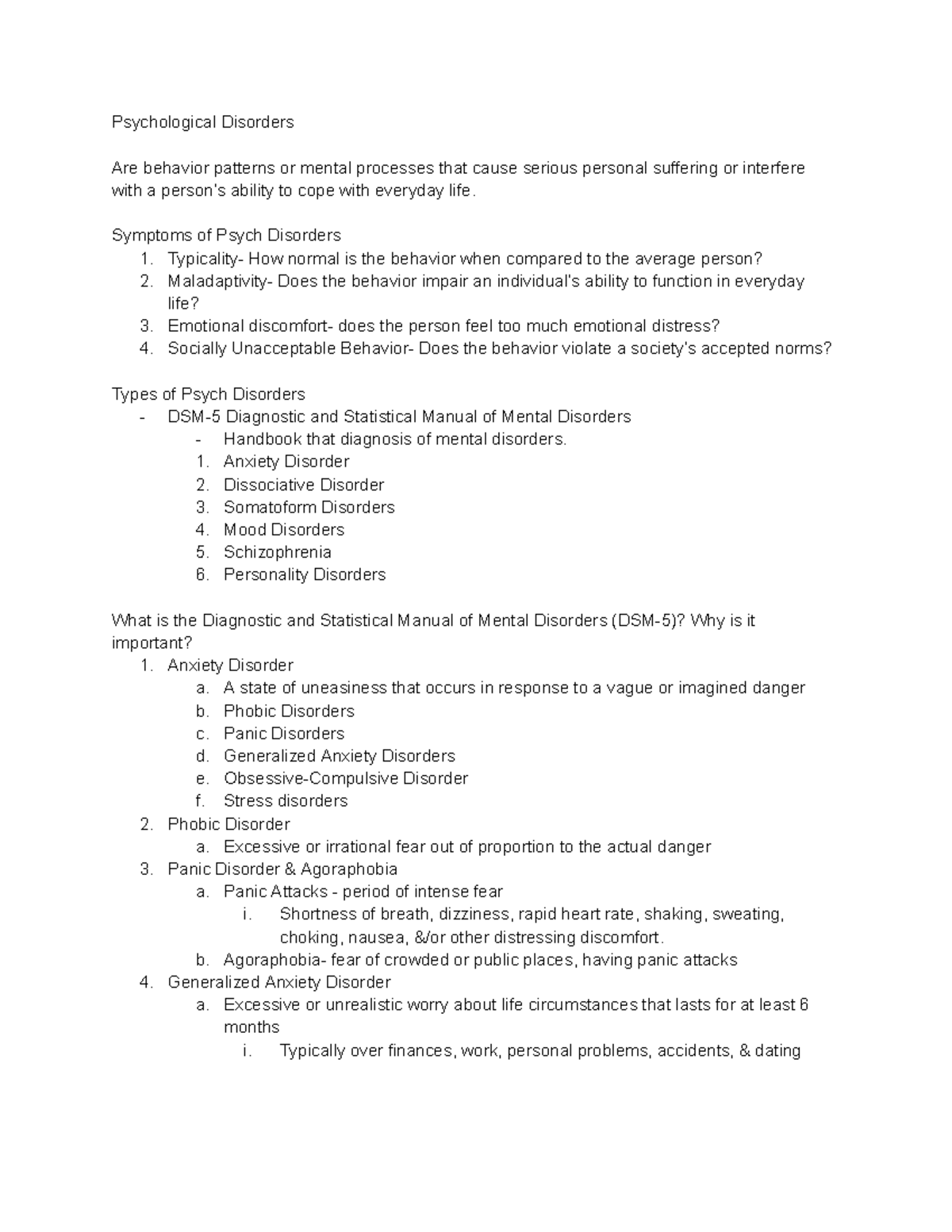 Psychological Disorders Introduction Lecture - Psychological Disorders ...