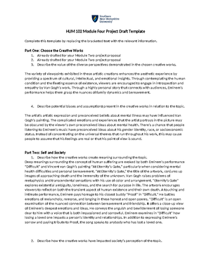 HUM 102 Module Two Project Proposal Template - Part One: Choose the ...