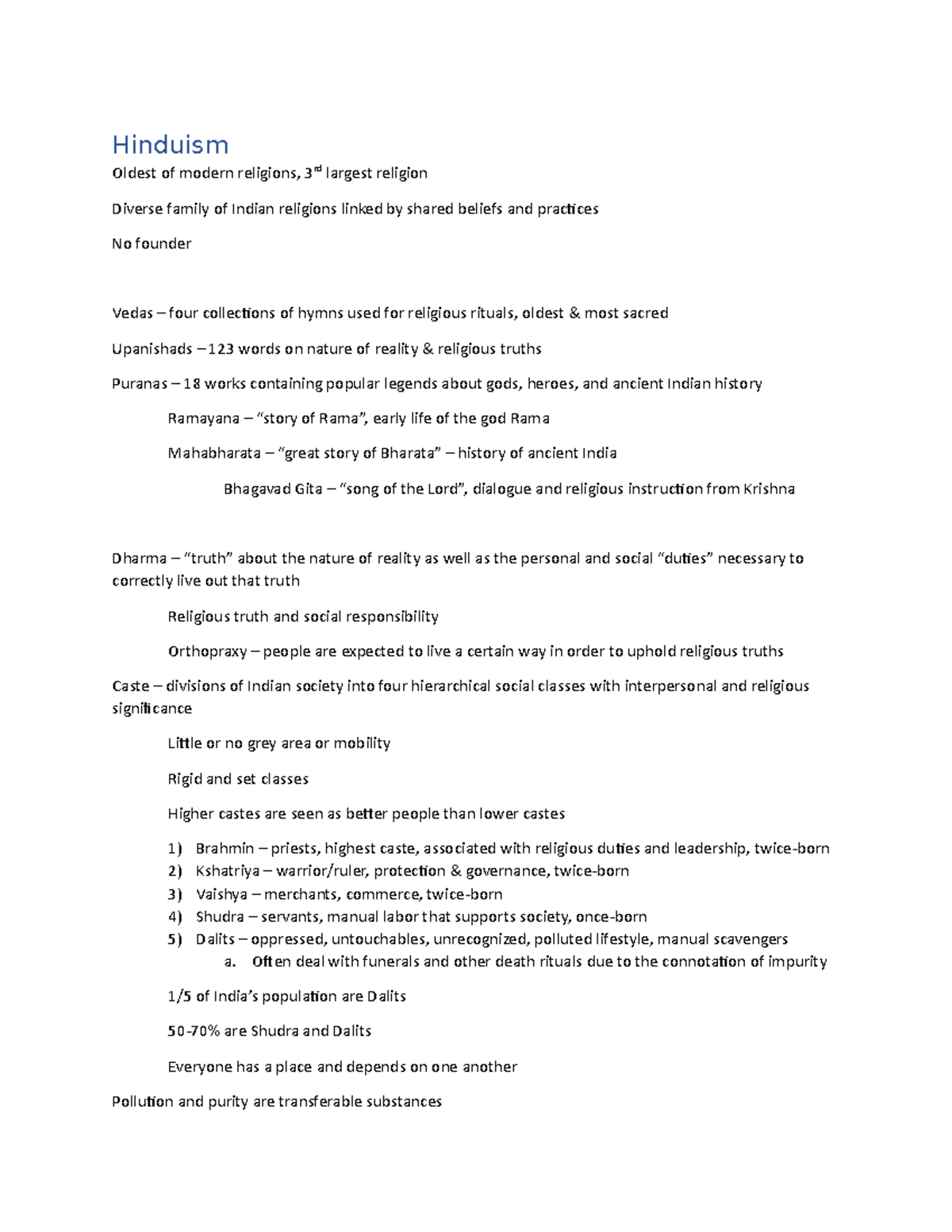 Hinduism notes - Tremlin - Hinduism Oldest of modern religions, 3rd ...