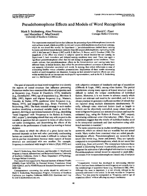 A dual route cascaded model of visual word recognition and reading ...