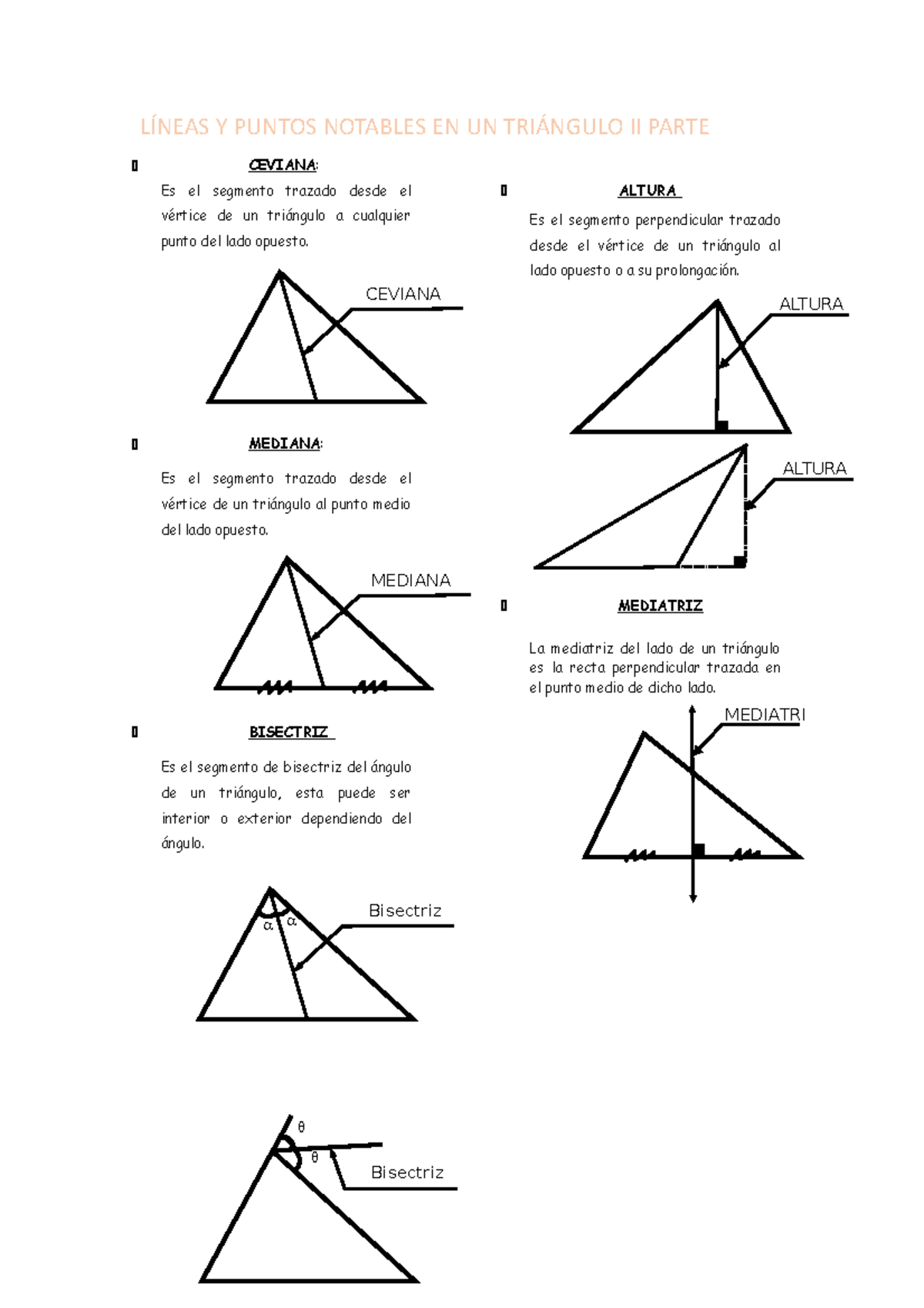 Líneas Y Puntos Notables EN UN Triángulo II Parte 2 - LÍNEAS Y PUNTOS ...