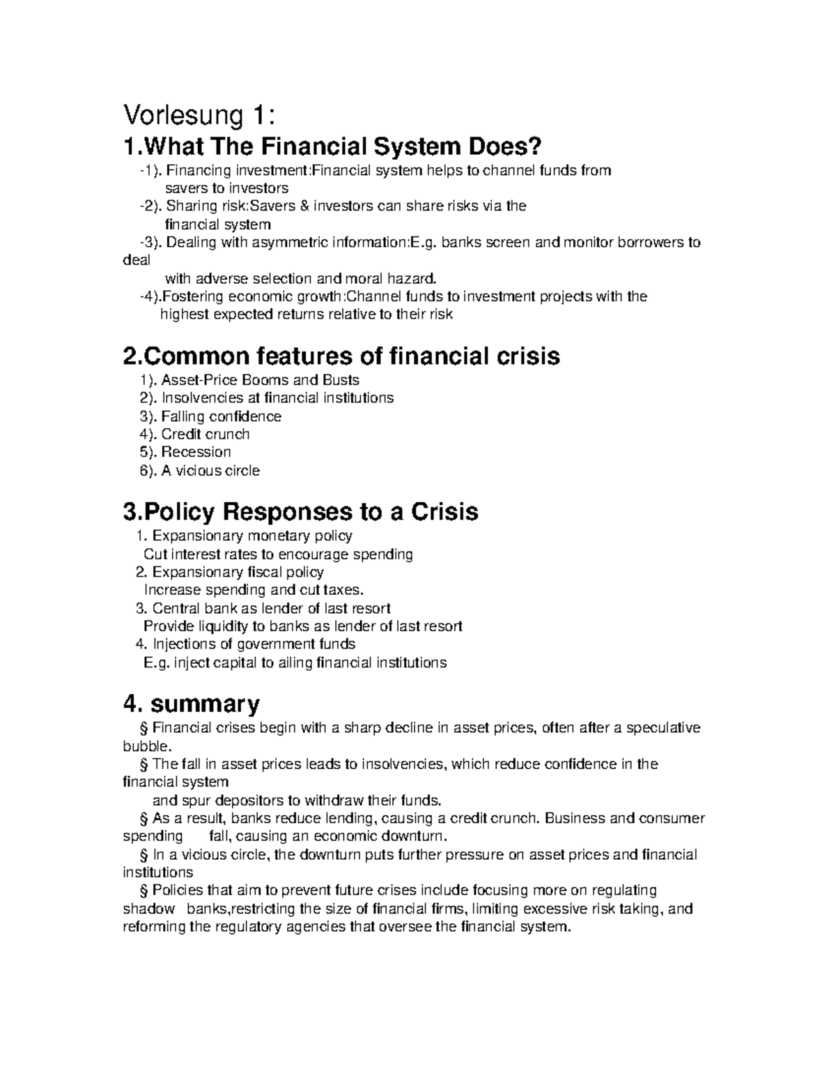 Macro 2 v12 - zusammenfassung - Vorlesung 1: 1 The Financial System ...