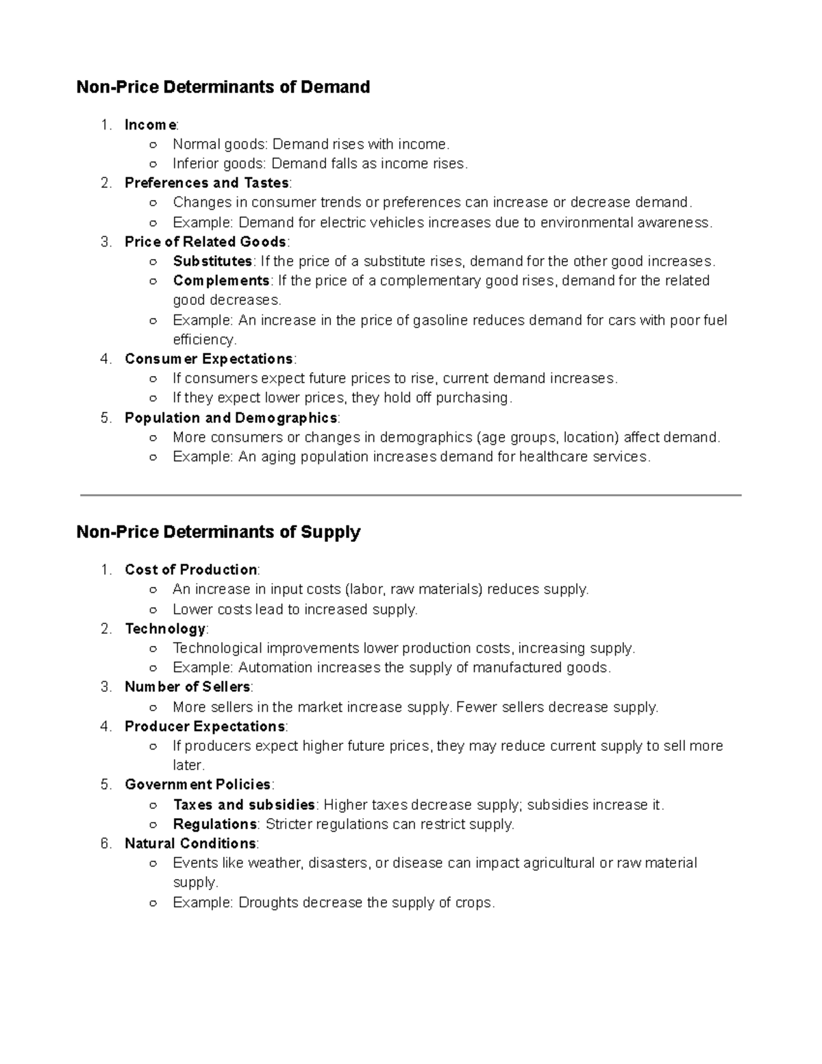 Microeconomics Study Guide - Google Docs - Non-Price Determinants of ...