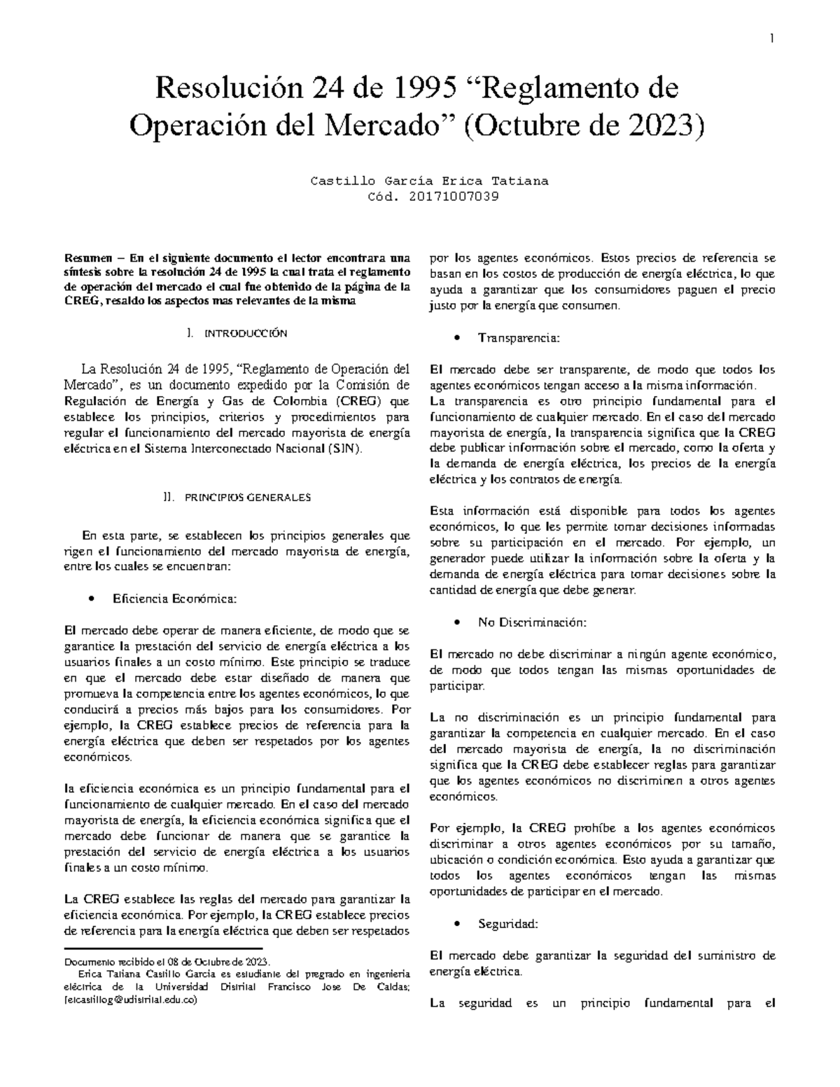 Taller 4 - ley 24 de 1995 de la greg - Resumen – En el siguiente ...