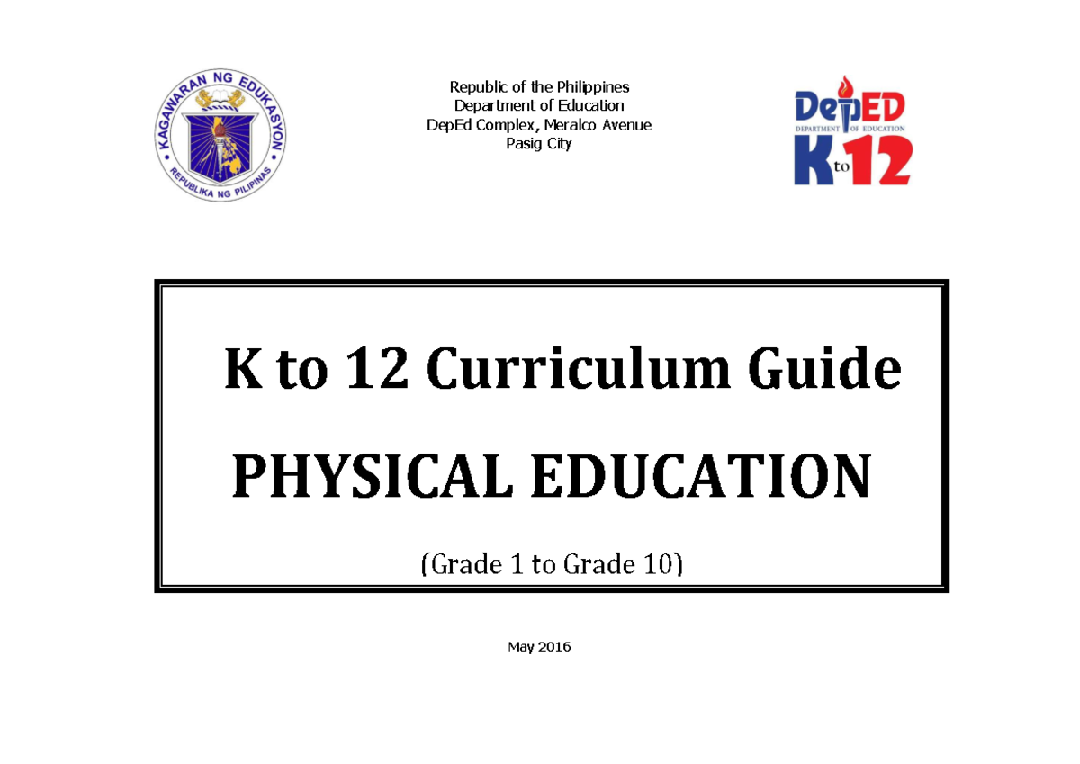 PE-CG - TOS guide - Republic of the Philippines Department of Education ...
