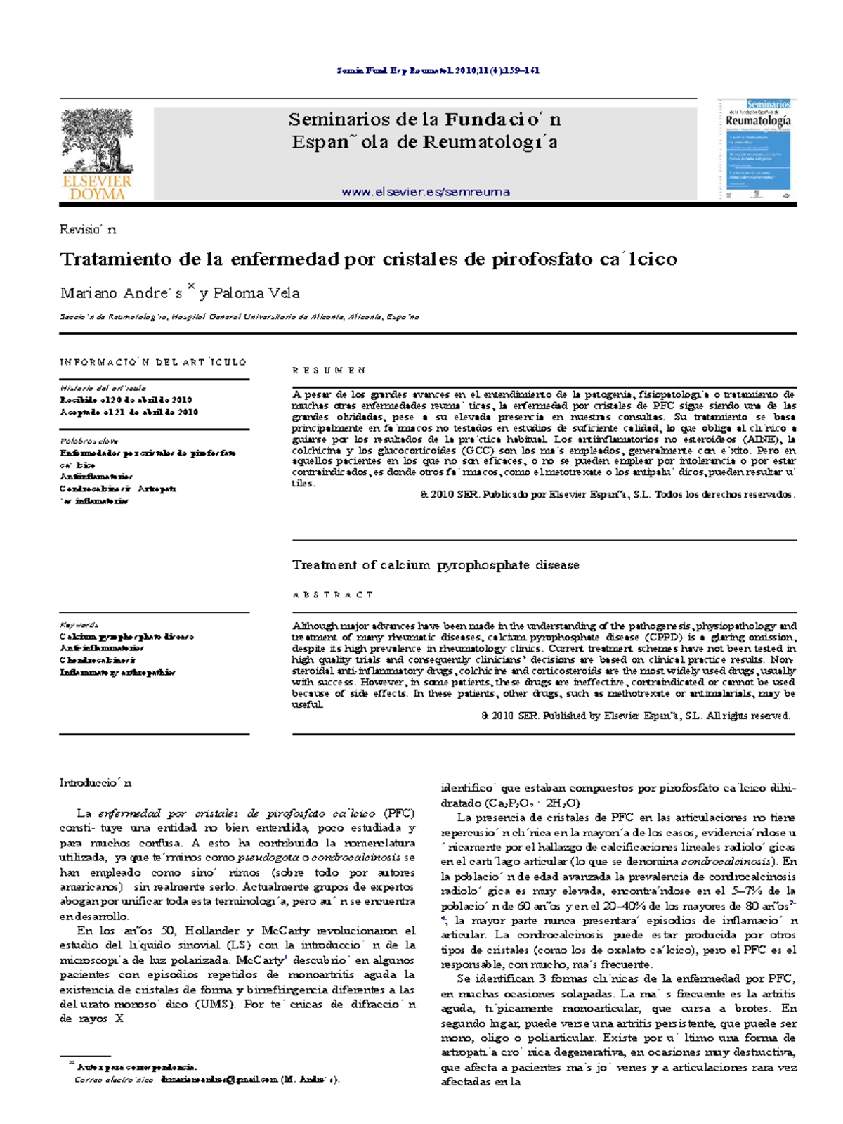 Tratamiento de la enfermedad por cristales - Semin Fund Esp Reumatol ...