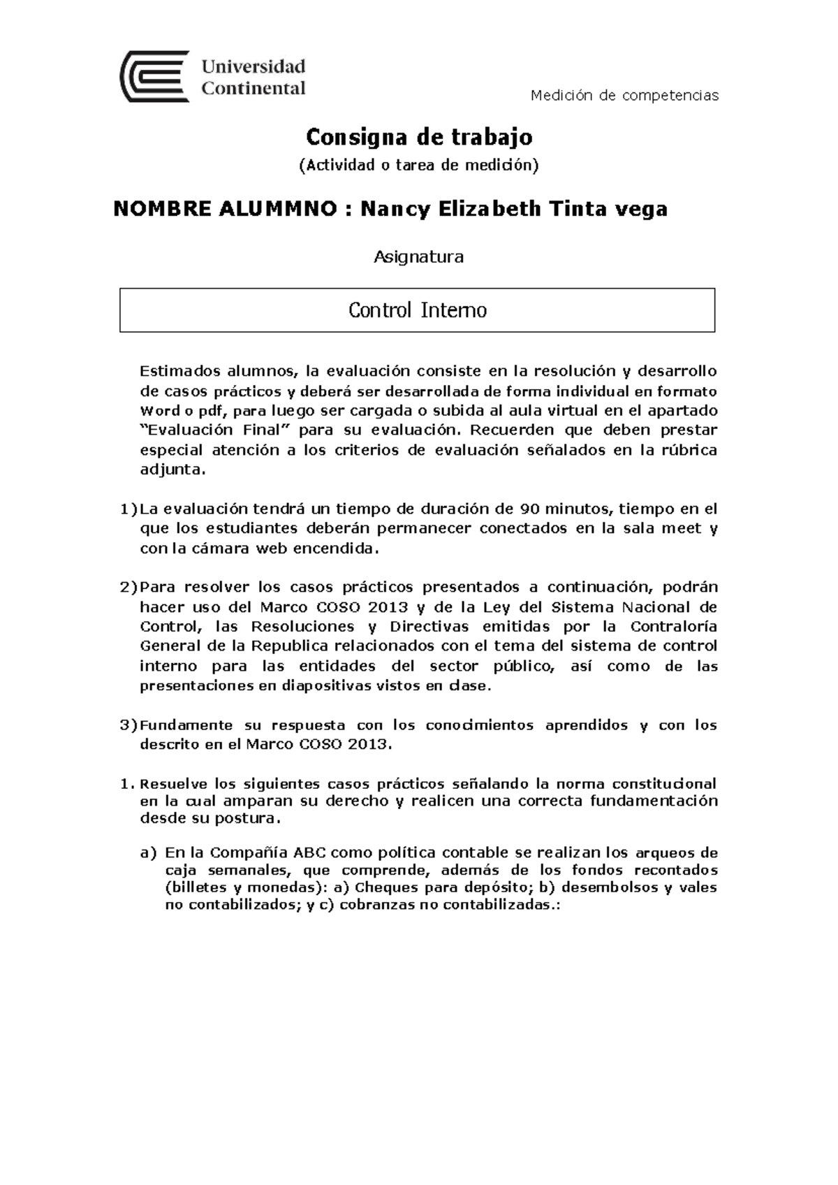 Examen final - pa 3 - Medición de competencias Consigna de trabajo (Actividad o tarea de ...