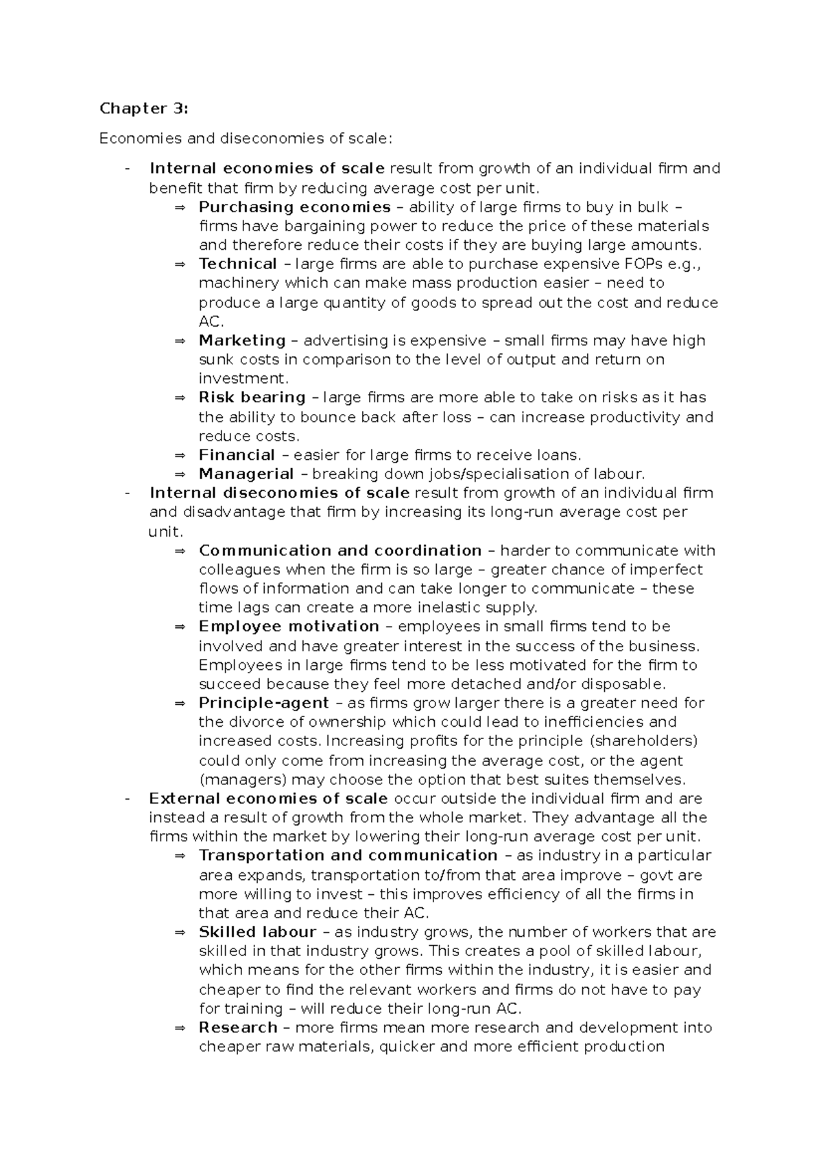 Economies of scale - Purchasing economies – ability of large firms to ...