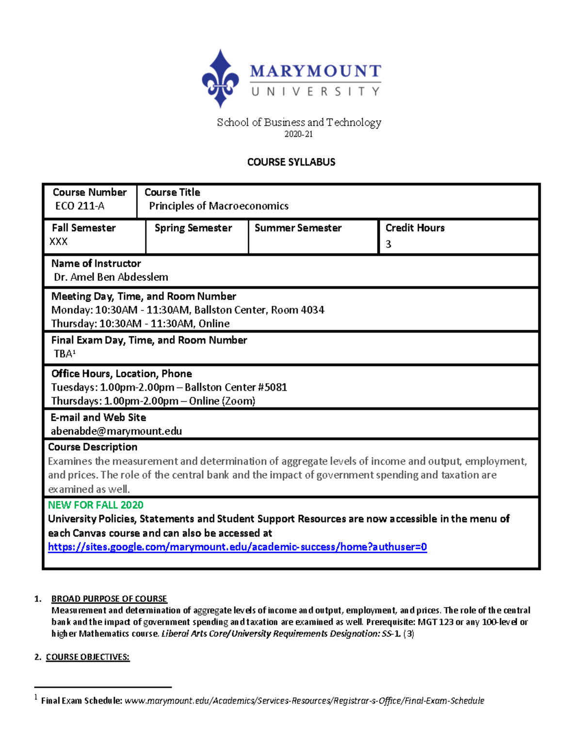 ECO 211-A Ben Abdesslem FA20 - Warning: TT: undefined function: 32 Warning: TT: undefined ...