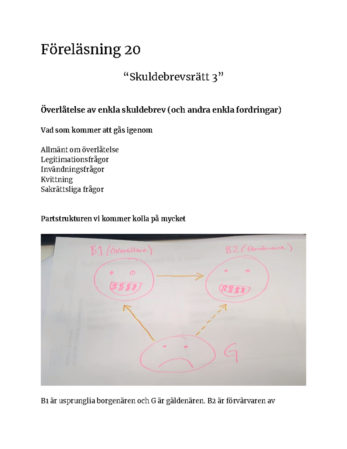 Skuldebrev mellan gäldenär och borgenär 3 - Föreläsning 20 ...