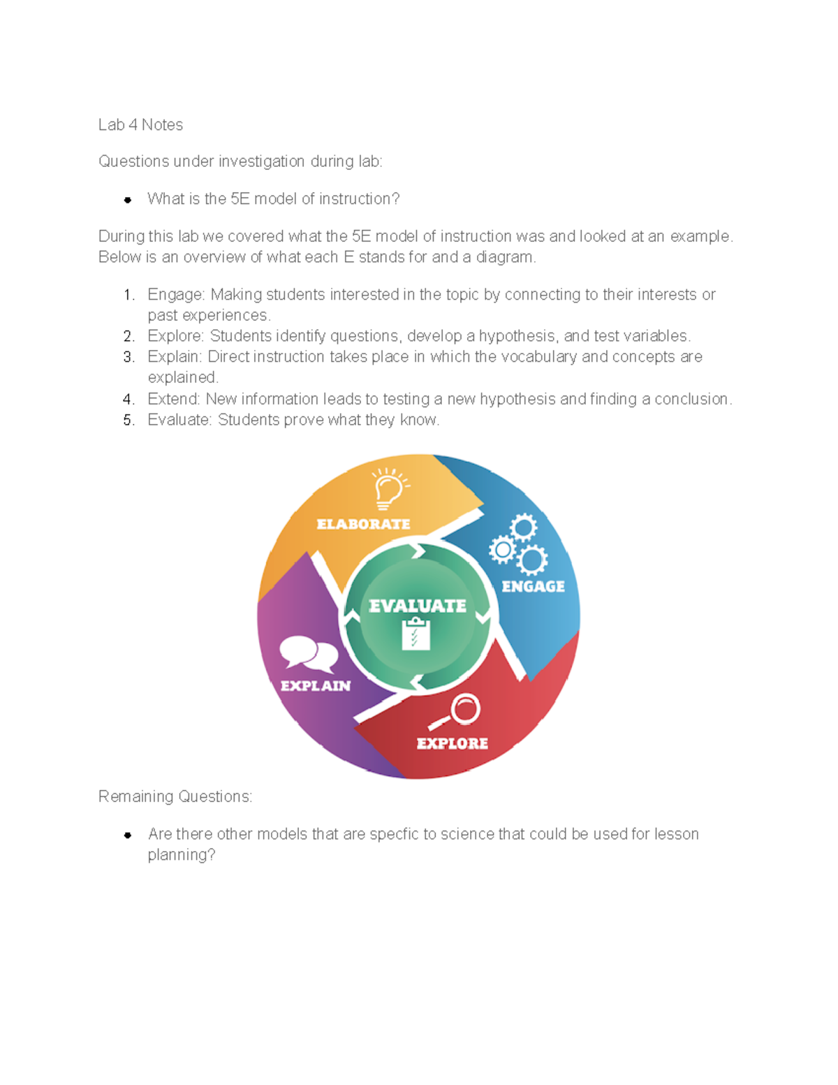 Lab 4 Notes - Lab 4 Notes Questions under investigation during lab ...