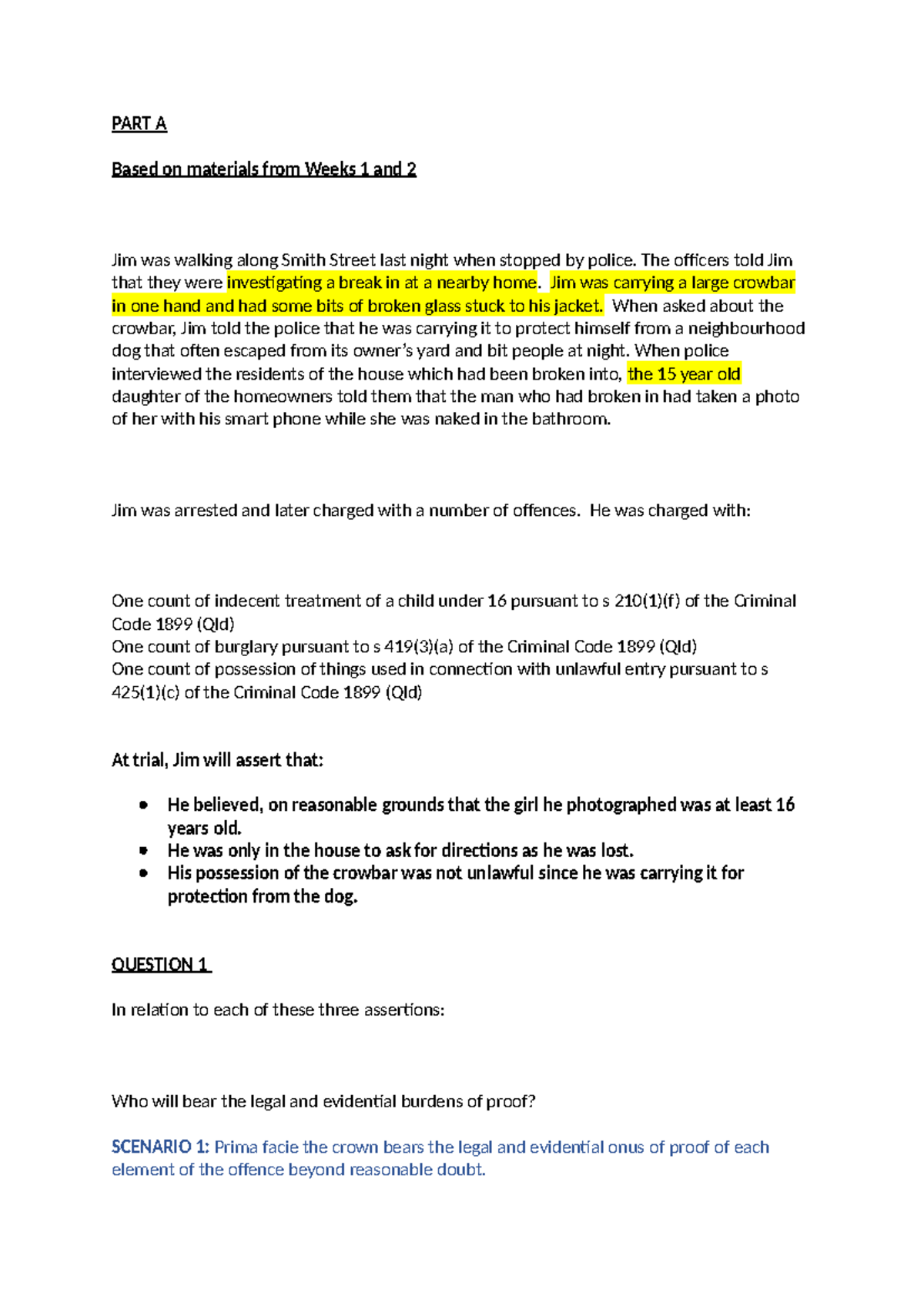 Week 4 Evidence Tut - week 4 tut - PART A Based on materials from Weeks ...