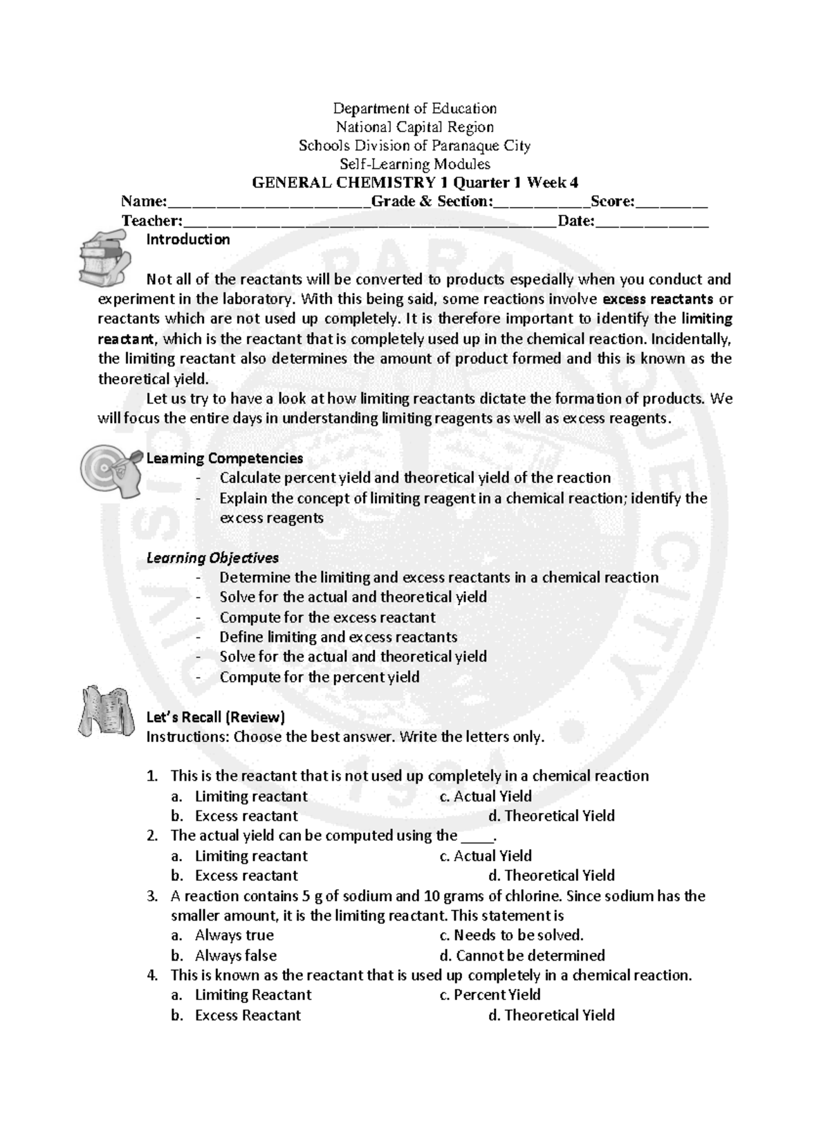 Module-4_Week-4_Chem1_Q1 - Department of Education National Capital ...