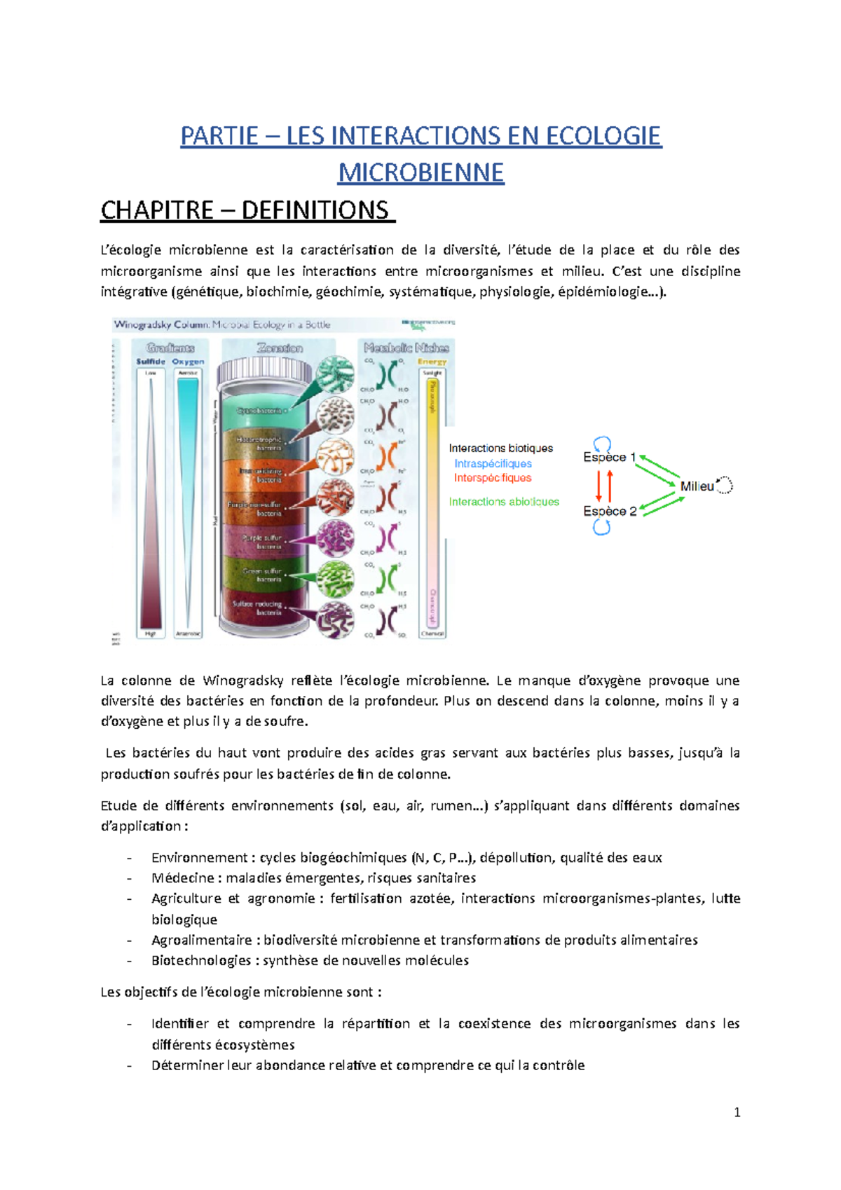 Ecologie Microbienne (cours complet) - PARTIE – LES INTERACTIONS EN ...